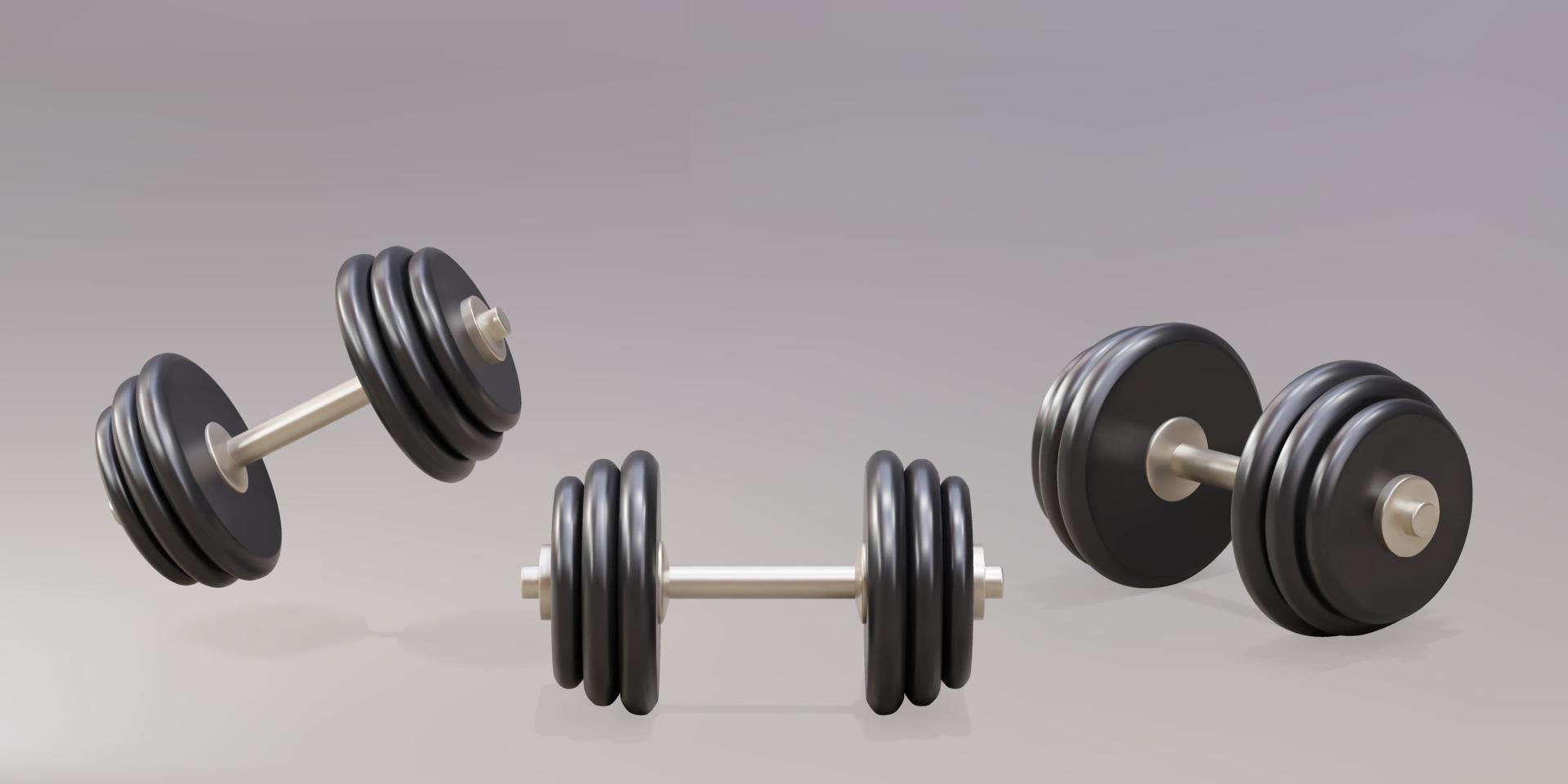 3d realistic set of dumbbells isolated on gray background. Vector illustration. 18943095 Vector ...