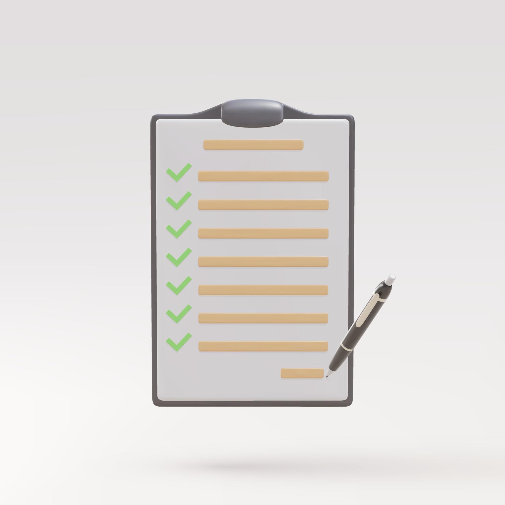 3d Successfully complete business assignments icon with a checklist on ...