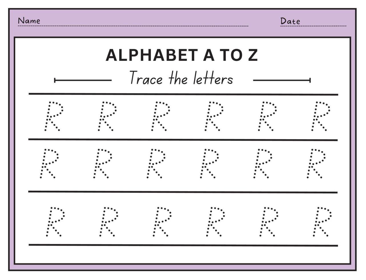 Traza La Letra R Mayúscula Hoja De Trabajo Preescolar De Práctica De Rastreo Del Alfabeto Para