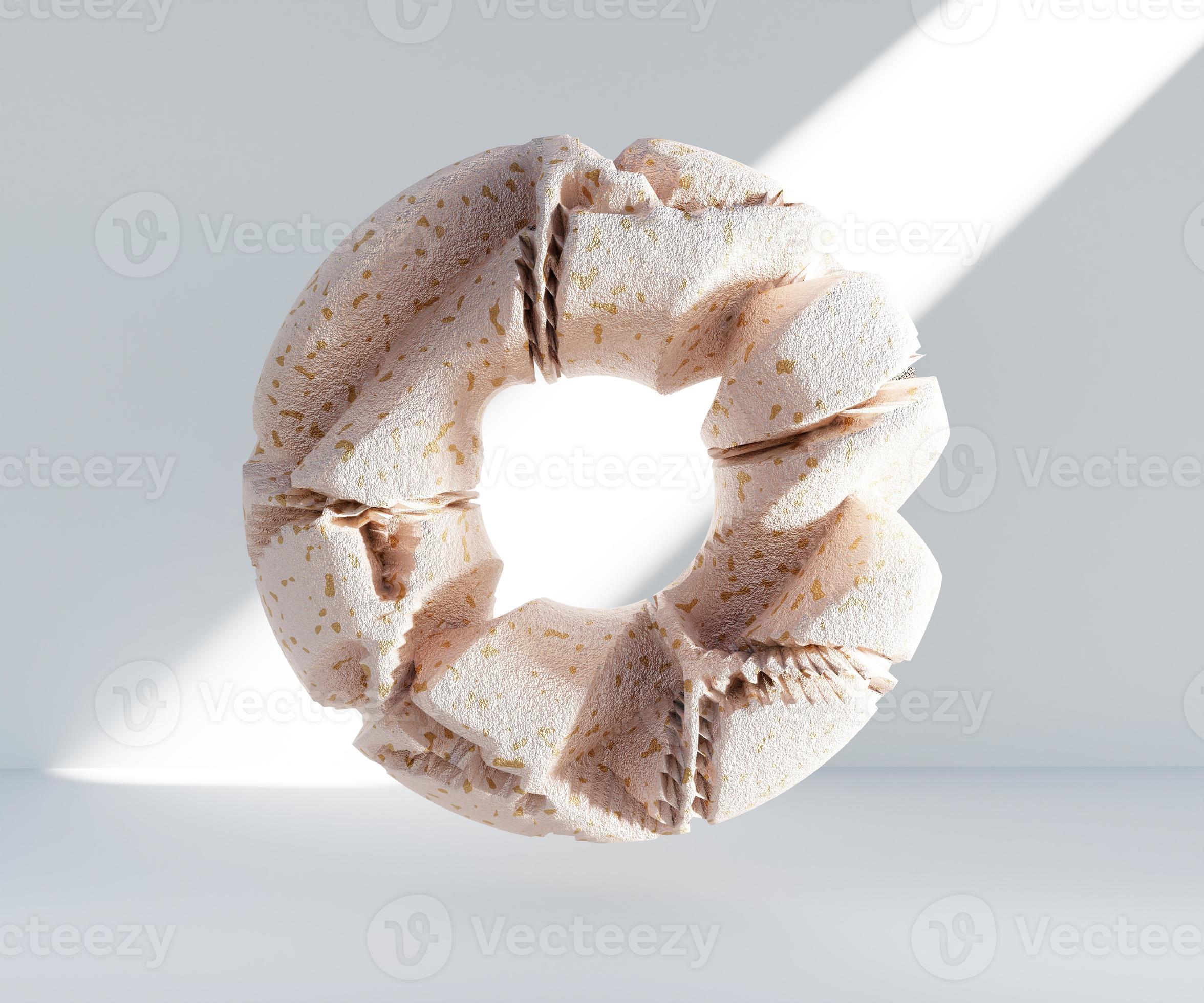 3d Render Abstract Geometric Torus Shape Cracked Surface With Hole Split Object Isolated On