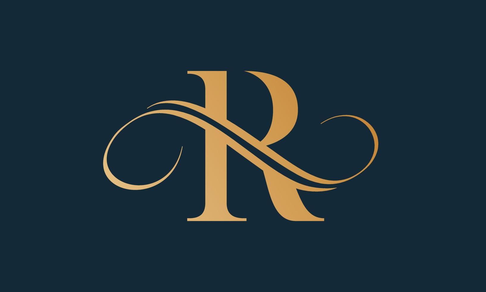 Luxury letter r logo template in gold color. Modern trendy initial luxury r letter logo design ...