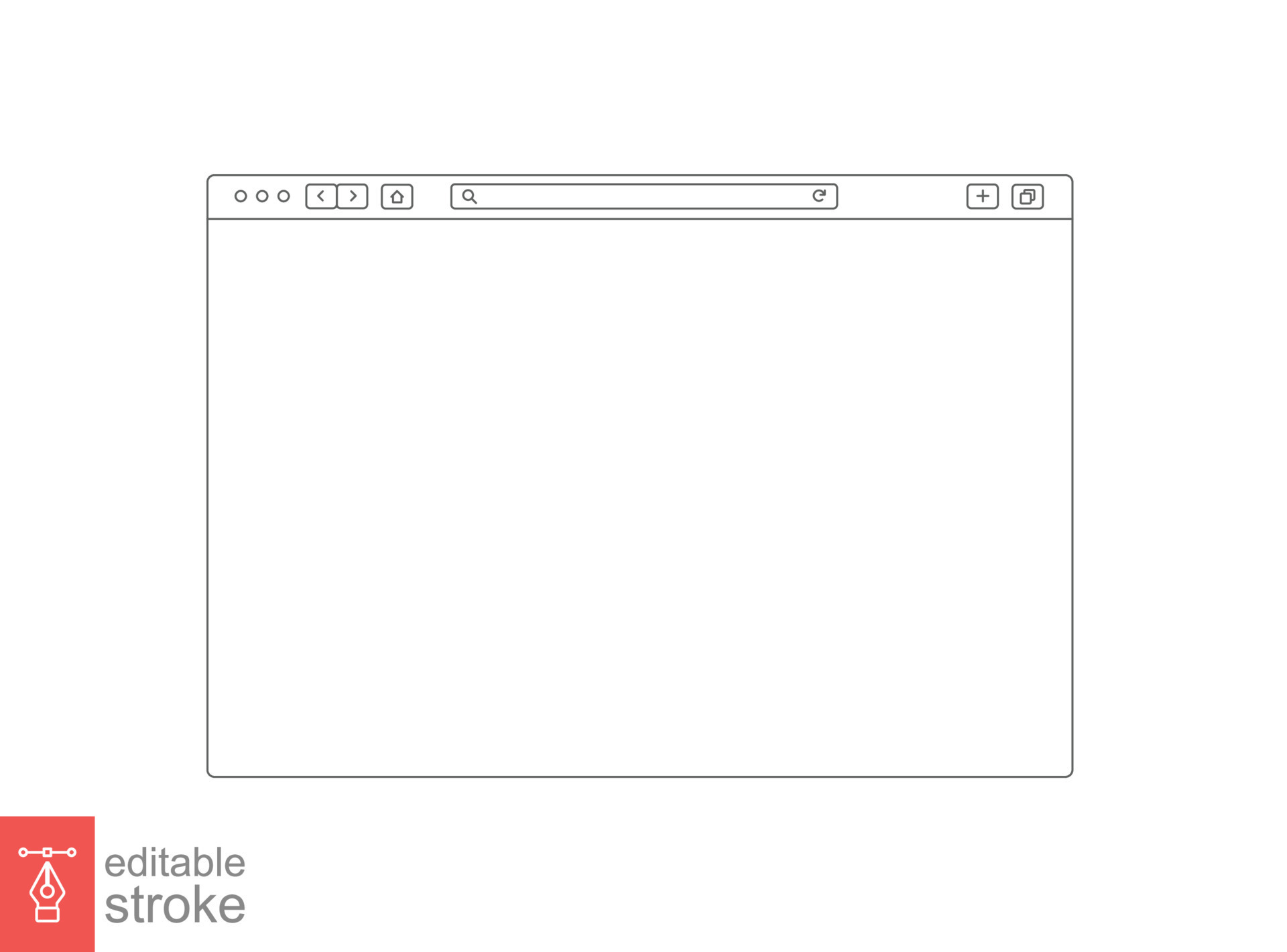 Browser Mockup Outline For Website Empty Browser Window In Line Style Vector Illustration