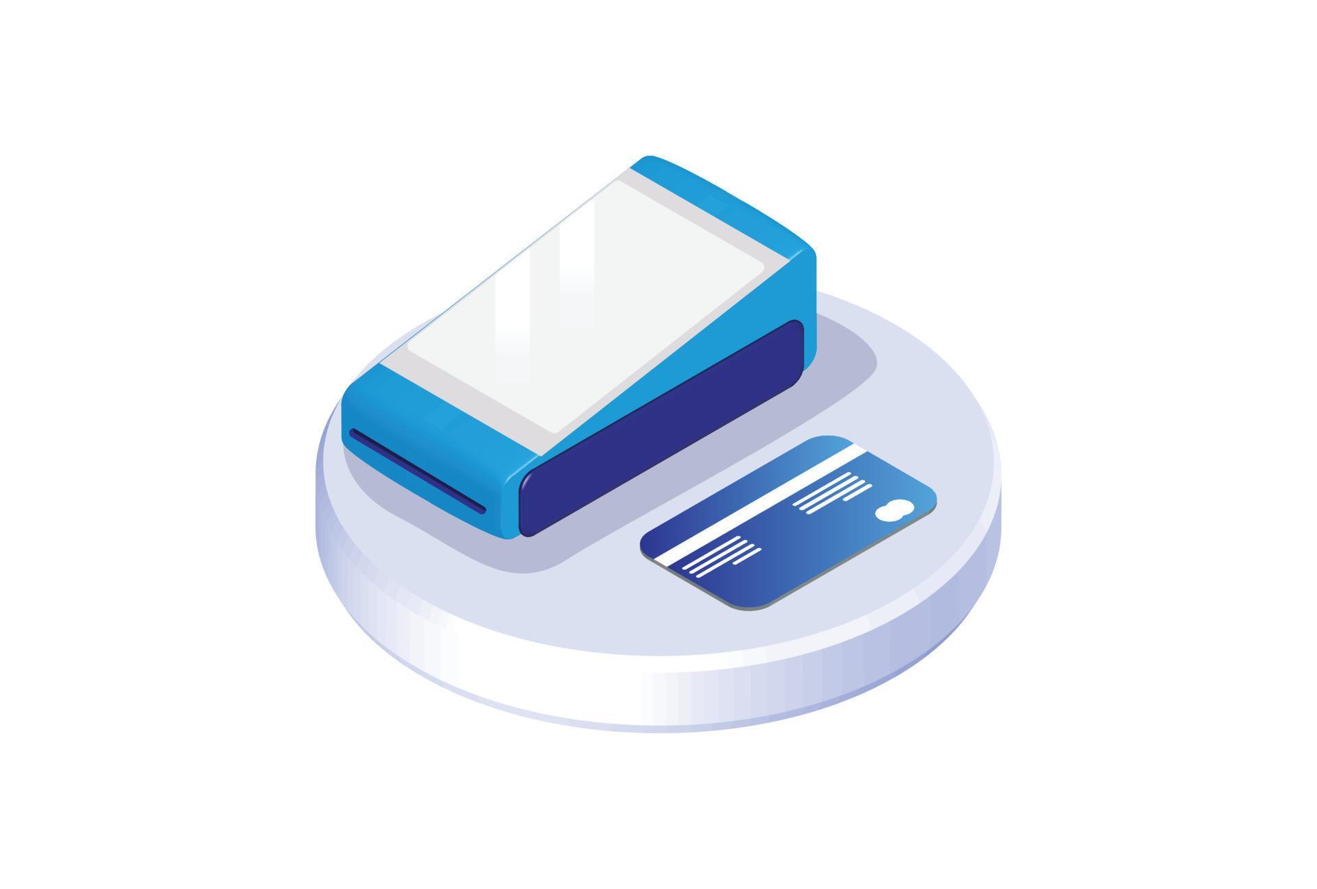 Isometric illustration touchscreen EDC machine with credit card, Suitable for Diagrams ...