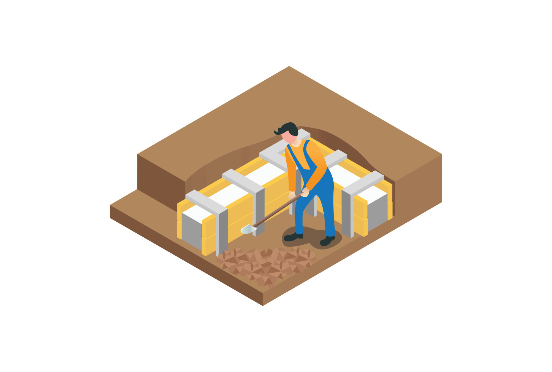 Vector isometric monolithic concrete building construction site ... Vector isometric monolithic concrete building construction site ...