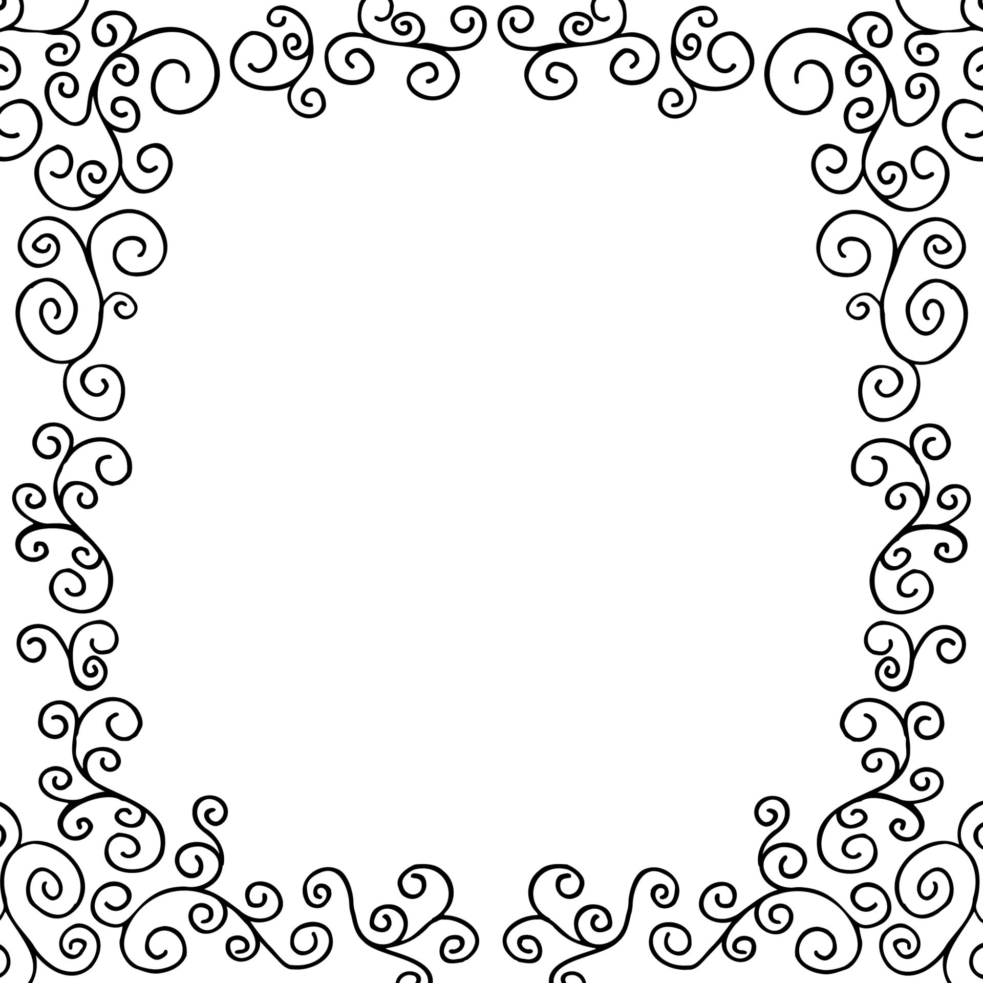 Vector black and white curly frame with sinuous lines. Template for ...