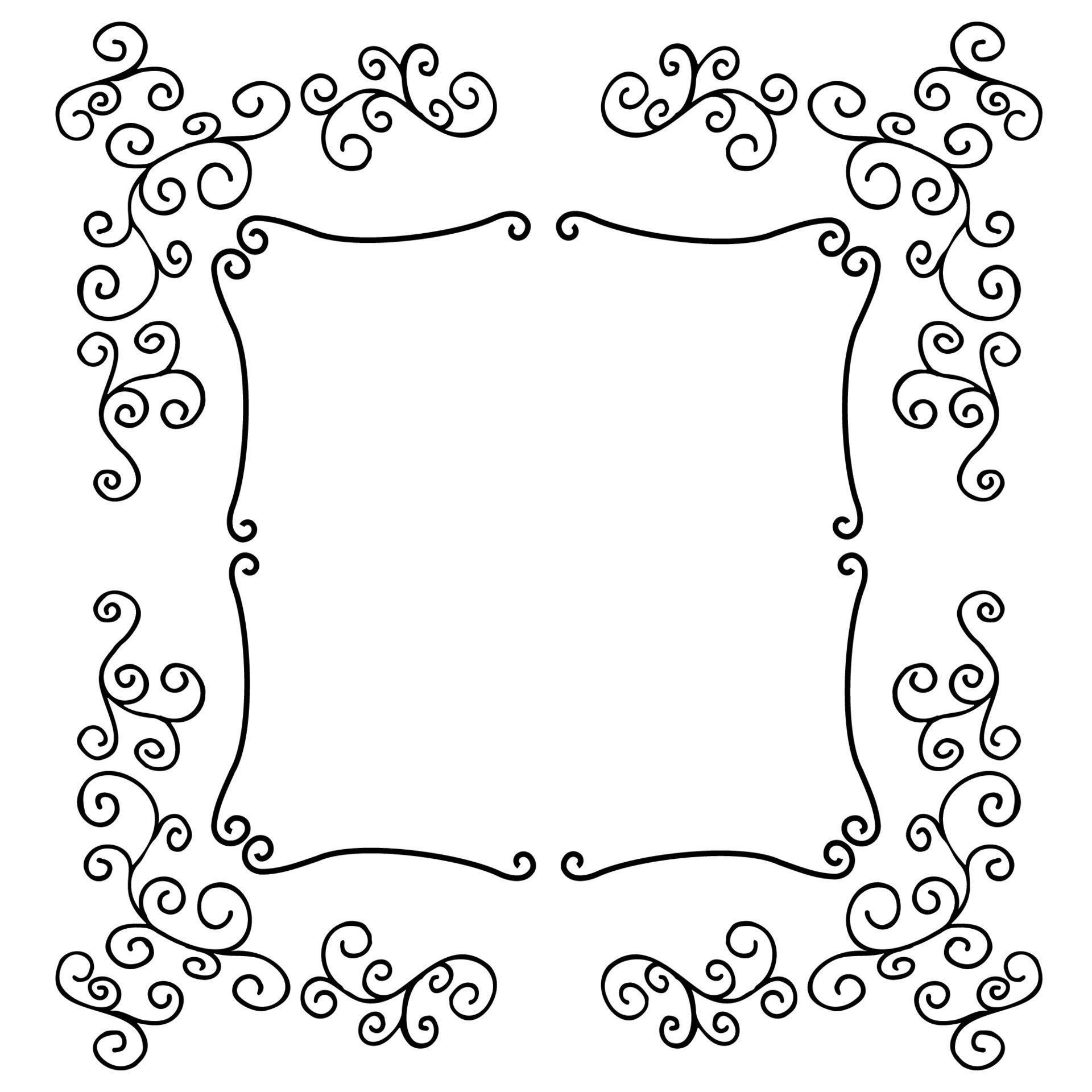 Vector black and white curly frame with sinuous lines. Template for ...