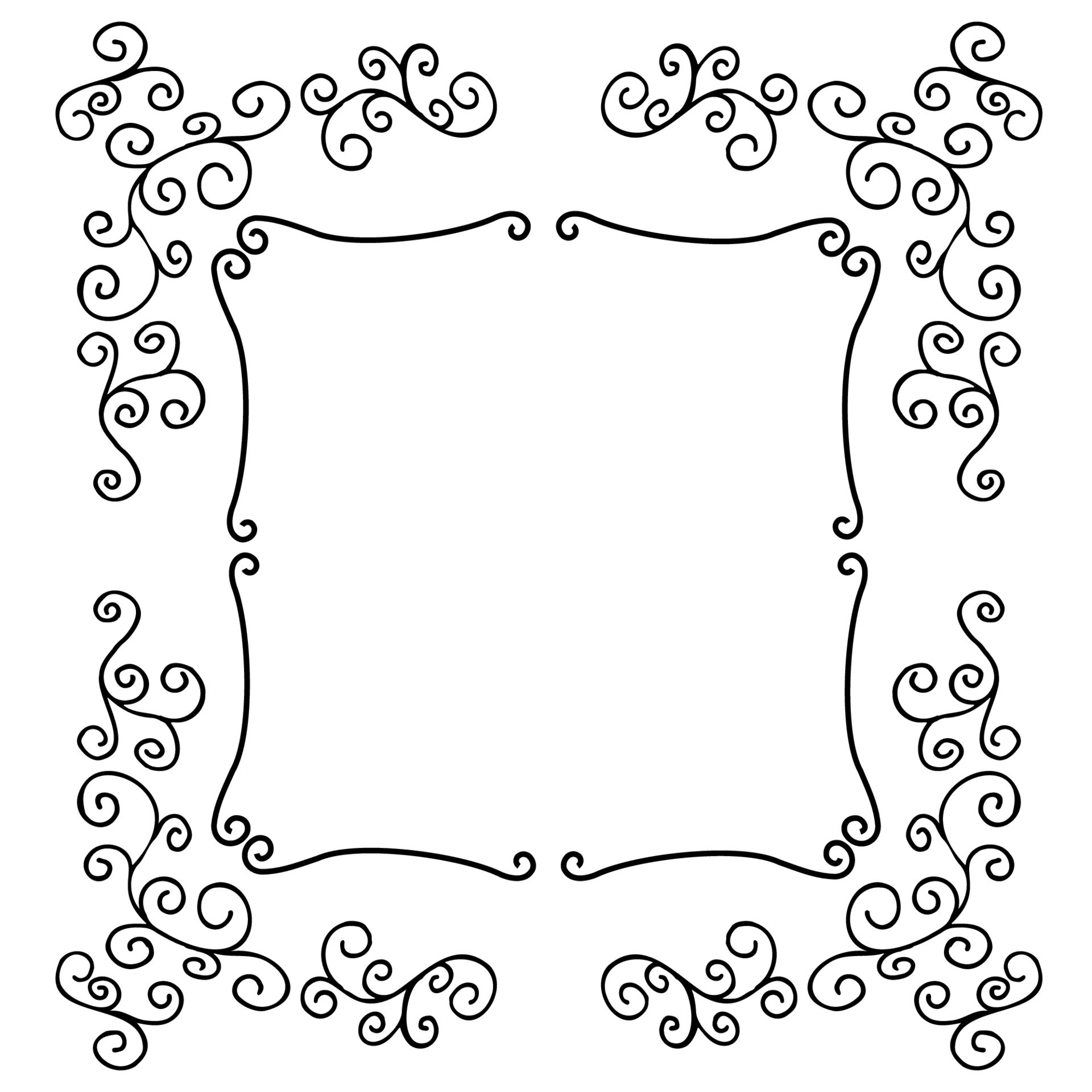 Vector black and white curly frame with sinuous lines. Template for ...