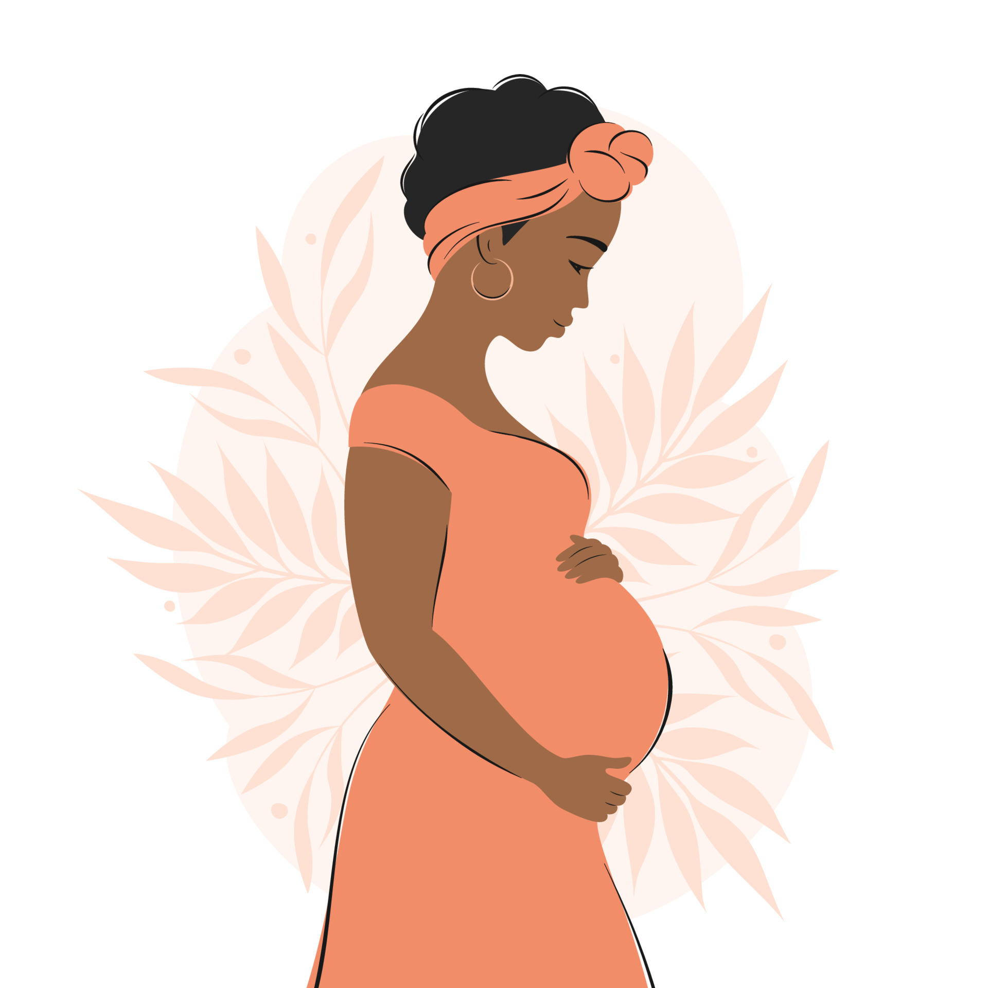 Mujer Africana Embarazada Futura Mamá De Pie En La Naturaleza Y