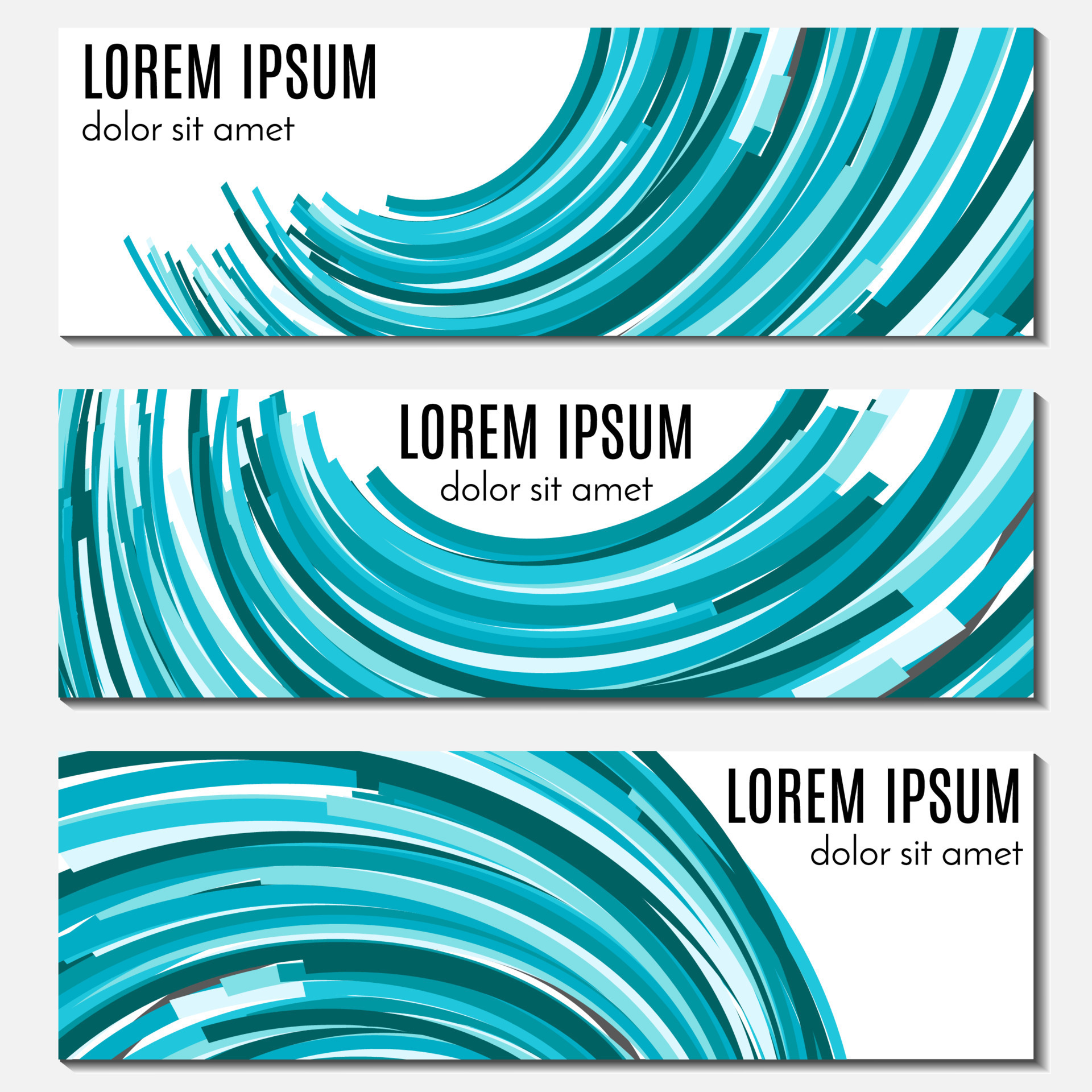 Set of colorful abstract header banners with curved lines and place for ...