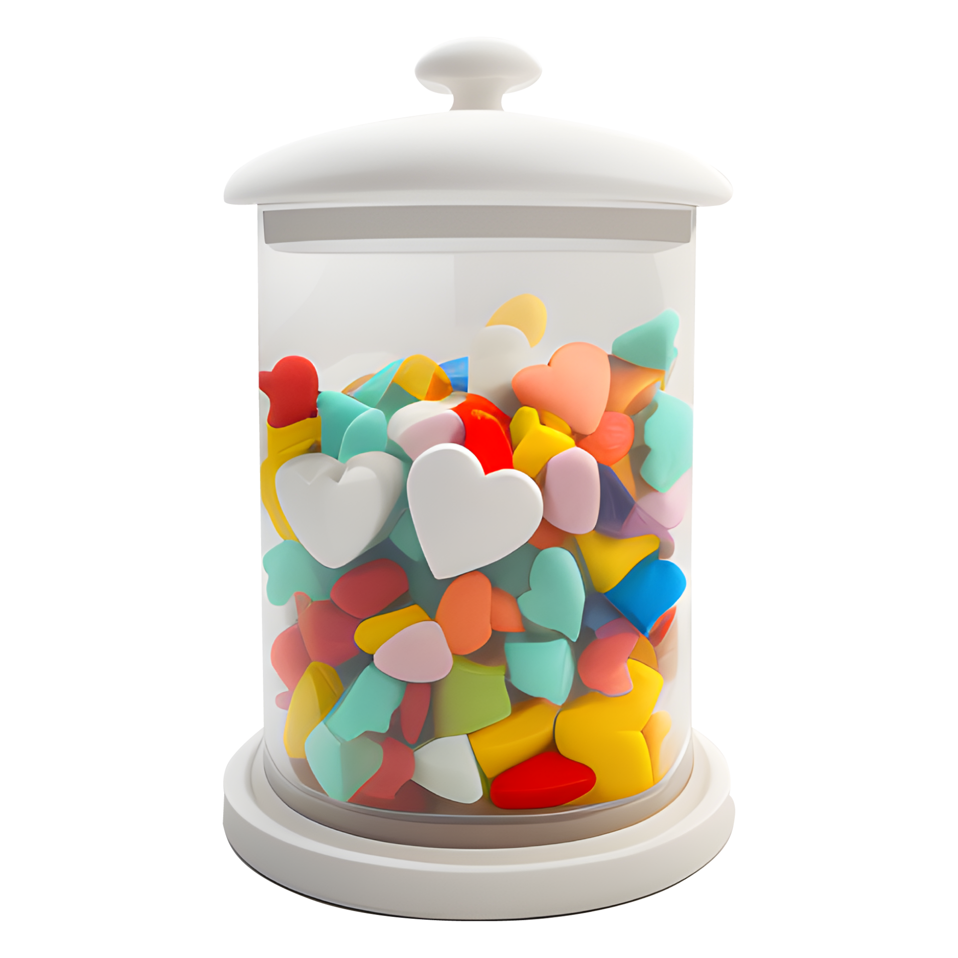 Free Colorful 3d render love candy in a white jar 18972491 PNG with ...