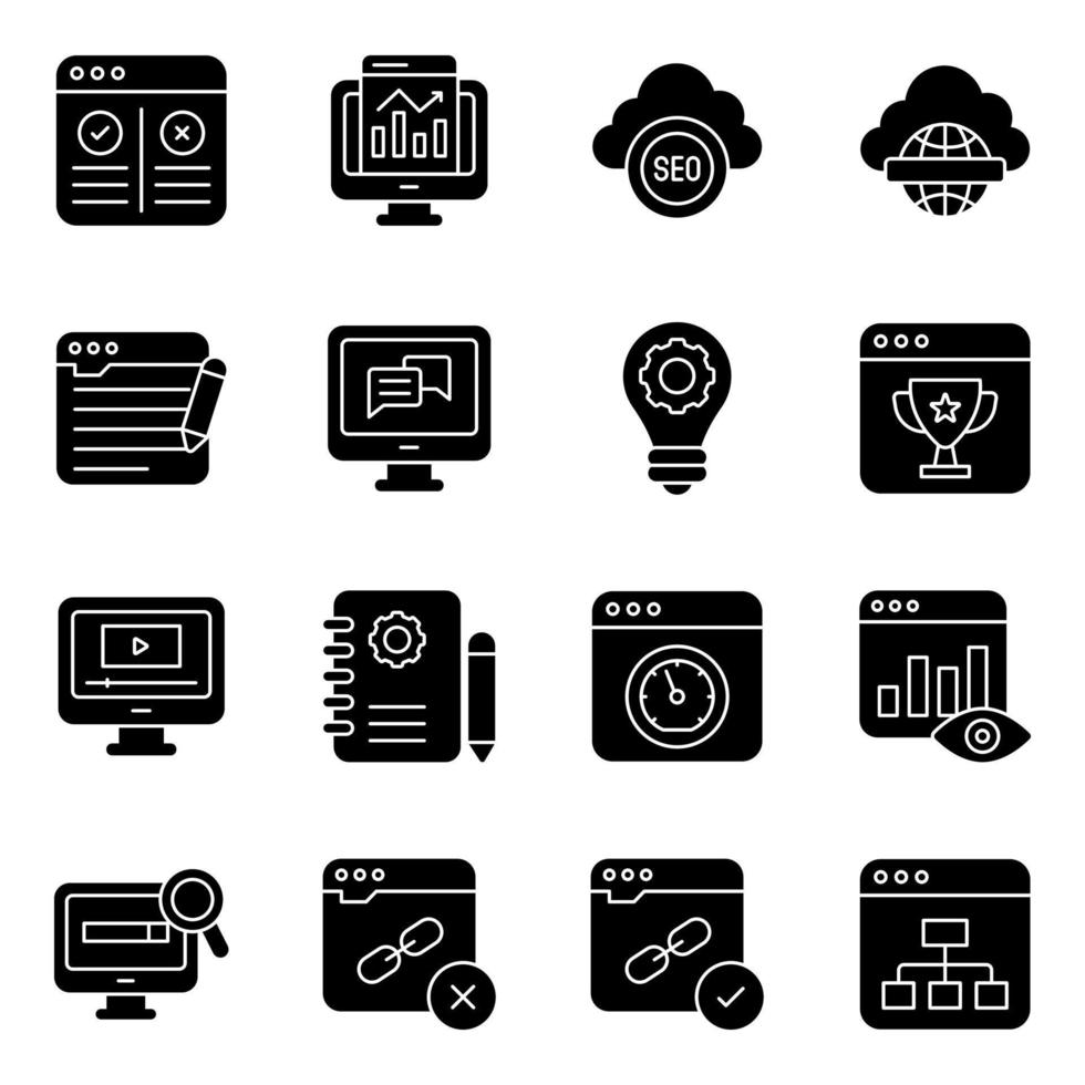 Pack of Seo Optimization Solid Icons 18973265 Vector Art at Vecteezy