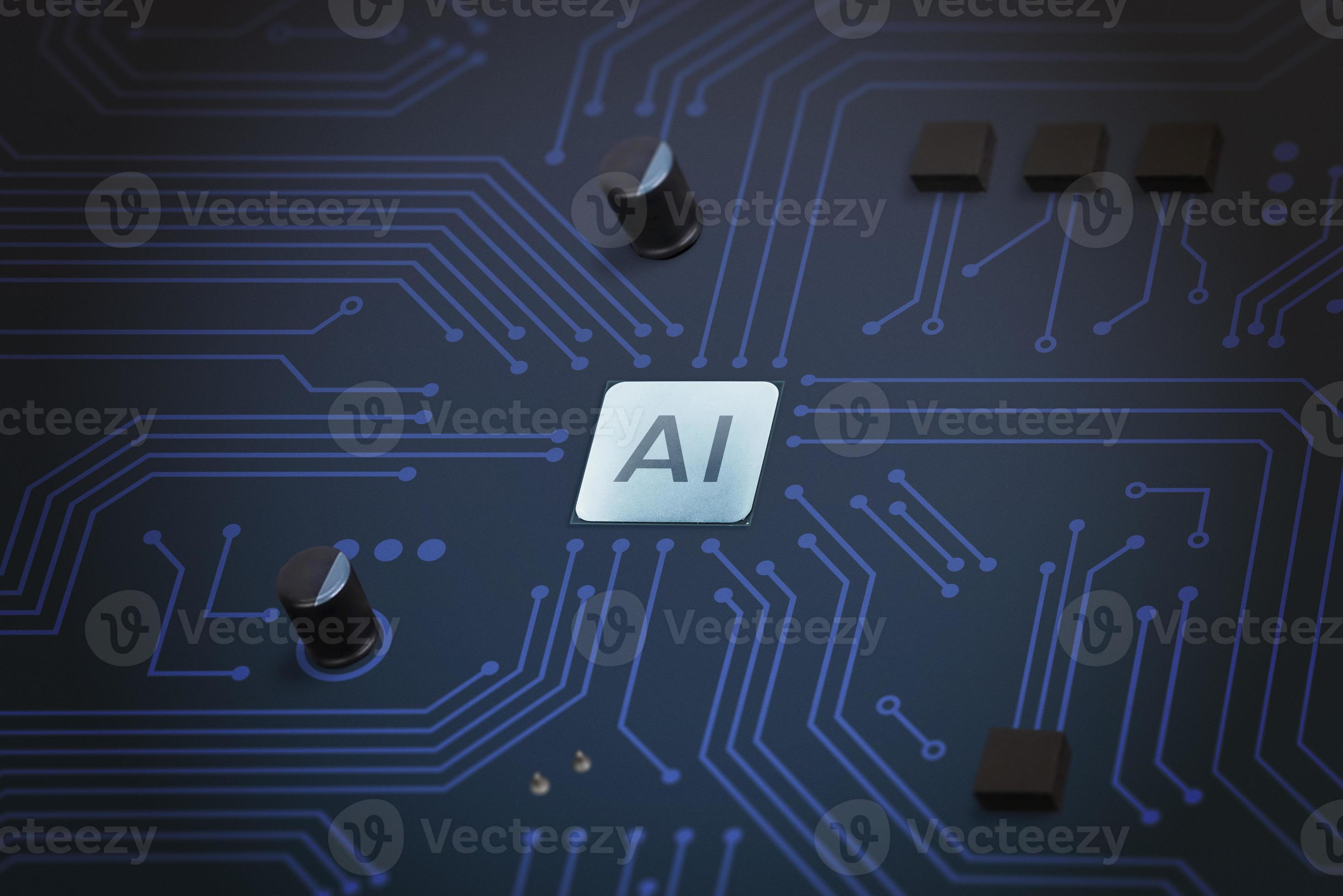 Advanced AI chip integrated onto a complex electronic board ...