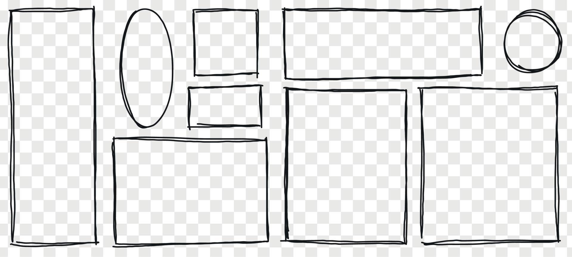 Rectangle frame line. square shape outline on hand draw style. vector ...