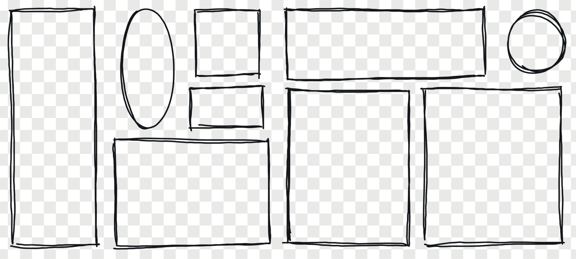 Rectangle Frame Line Square Shape Outline On Hand Draw Style Vector Illustration Isolated