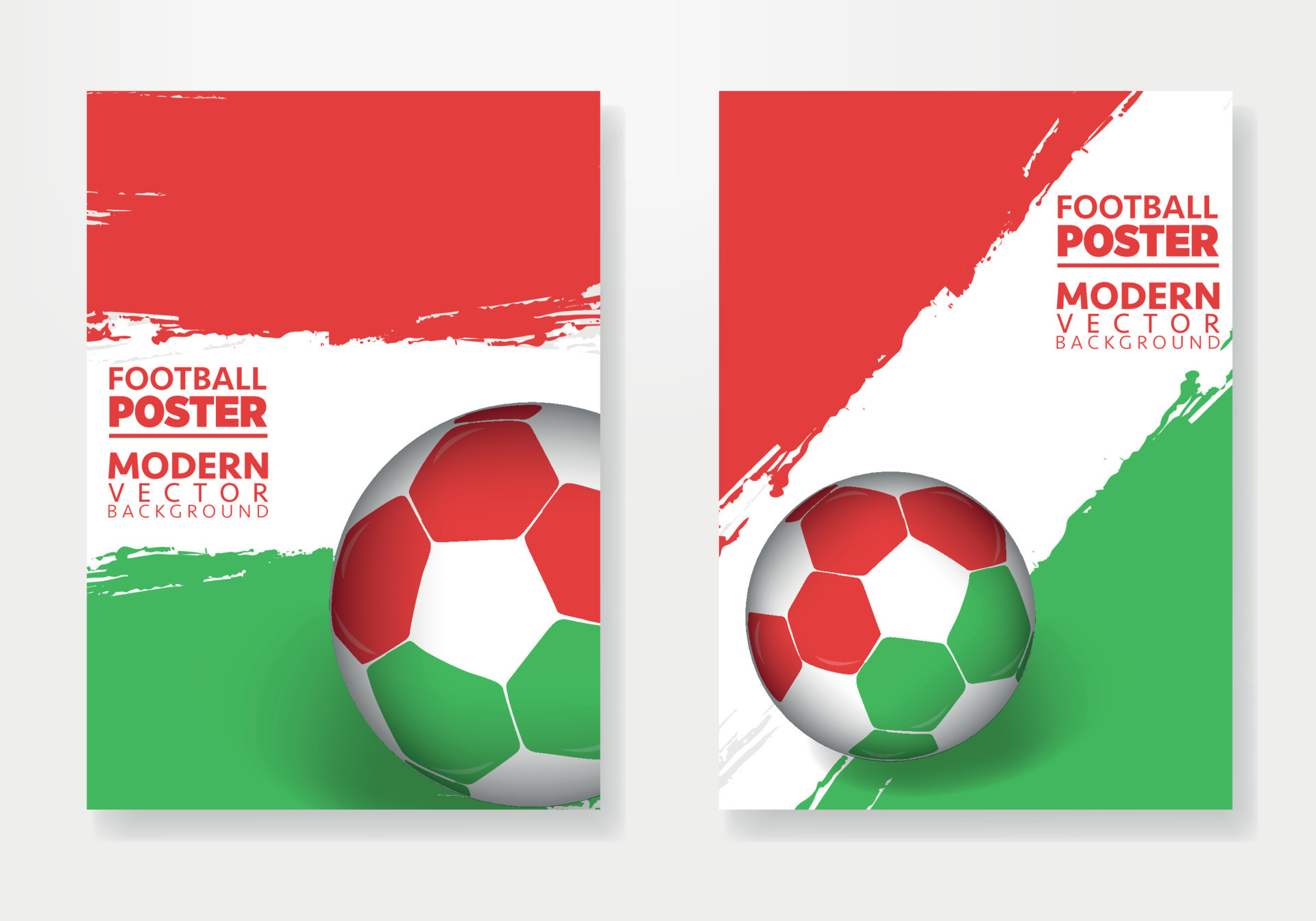 Plantilla vectorial de póster de fútbol de Hungría, con balón de fútbol, texturas de pincel y ...