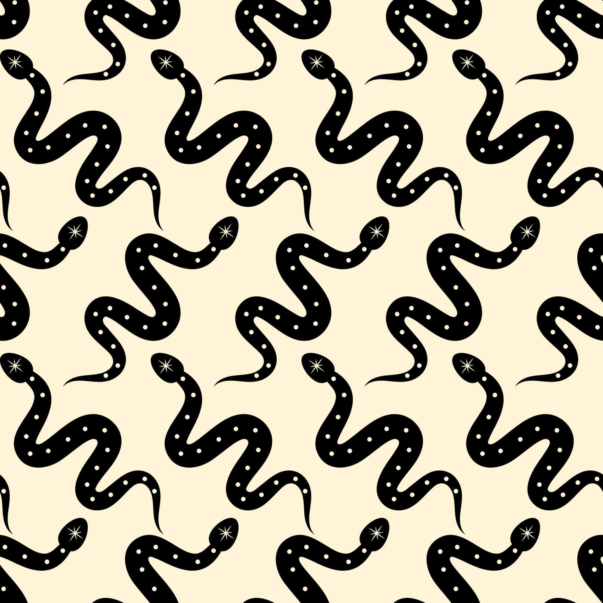 Vector seamless patterns with black snakes. Repeated glyph snakes on ...