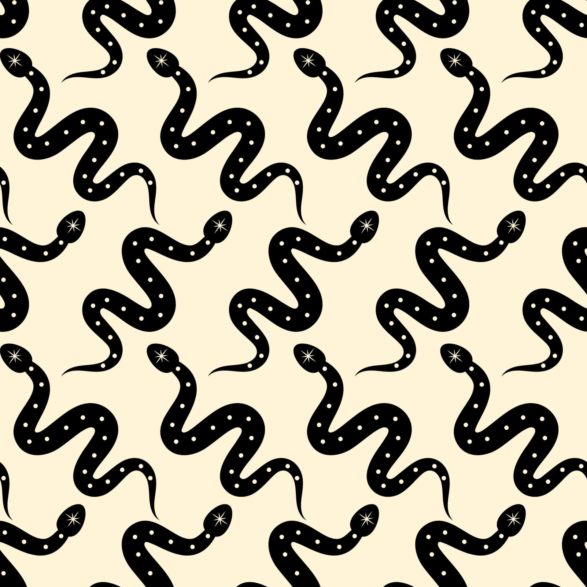 Vector seamless patterns with black snakes. Repeated glyph snakes on ...