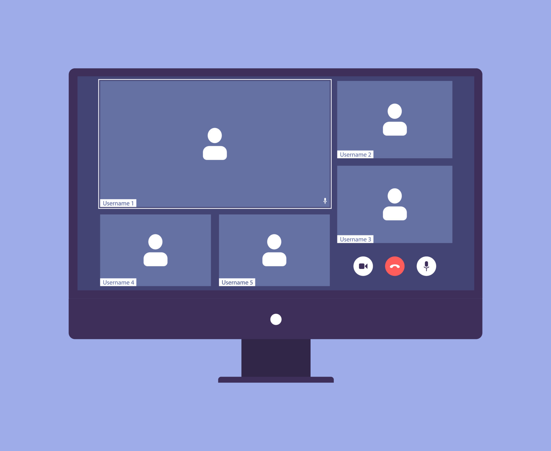 Video call program window. UI UX template for video conferencing and ... Video call program window. UI UX template for video conferencing and ...