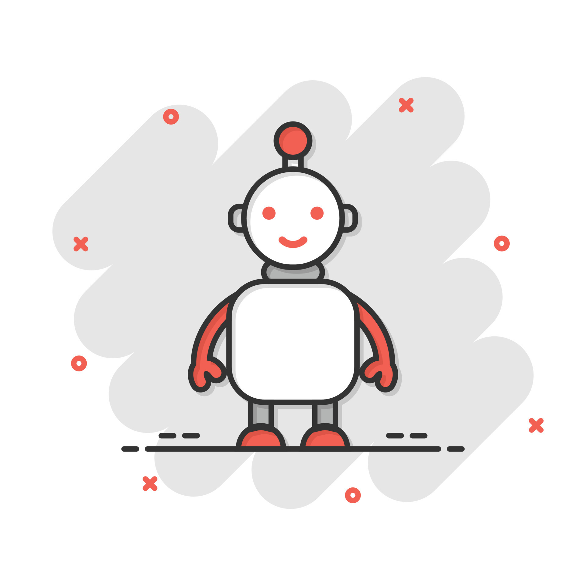 Cute Robot Chatbot Icon In Comic Style Bot Operator Cartoon Vector