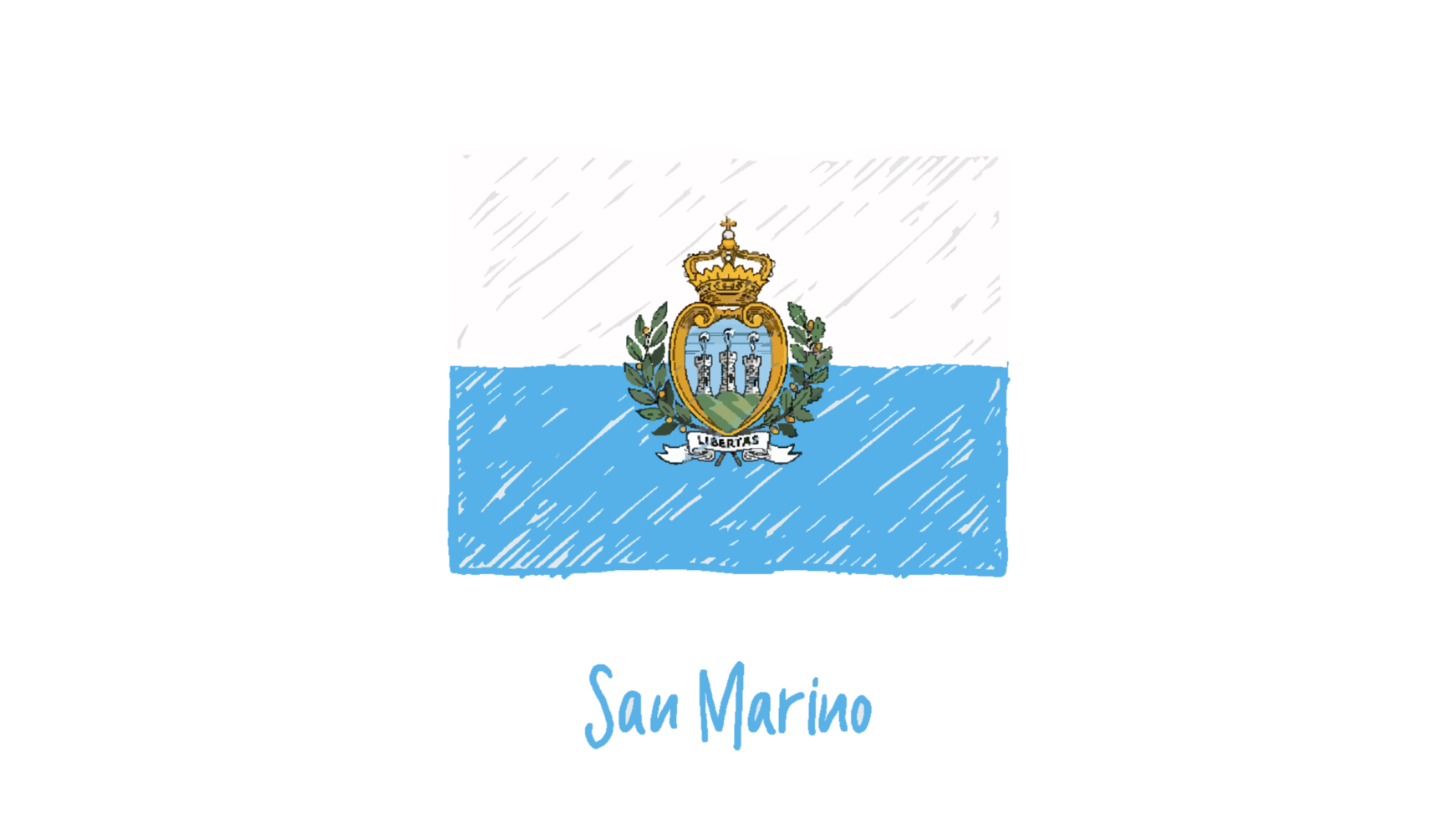 San Marino National Flag Pencil Color Sketch with Transparent ...