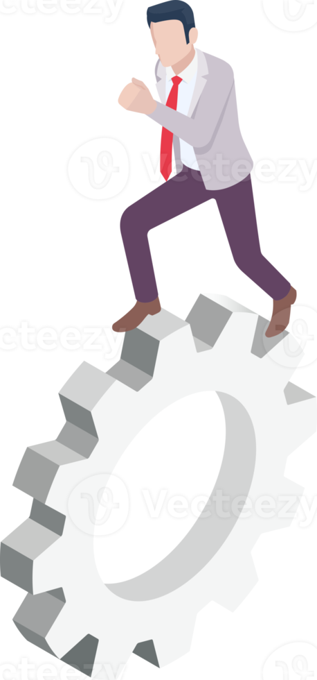 Businessman run on gear isometric 18984061 PNG Businessman run on gear isometric 18984061 PNG