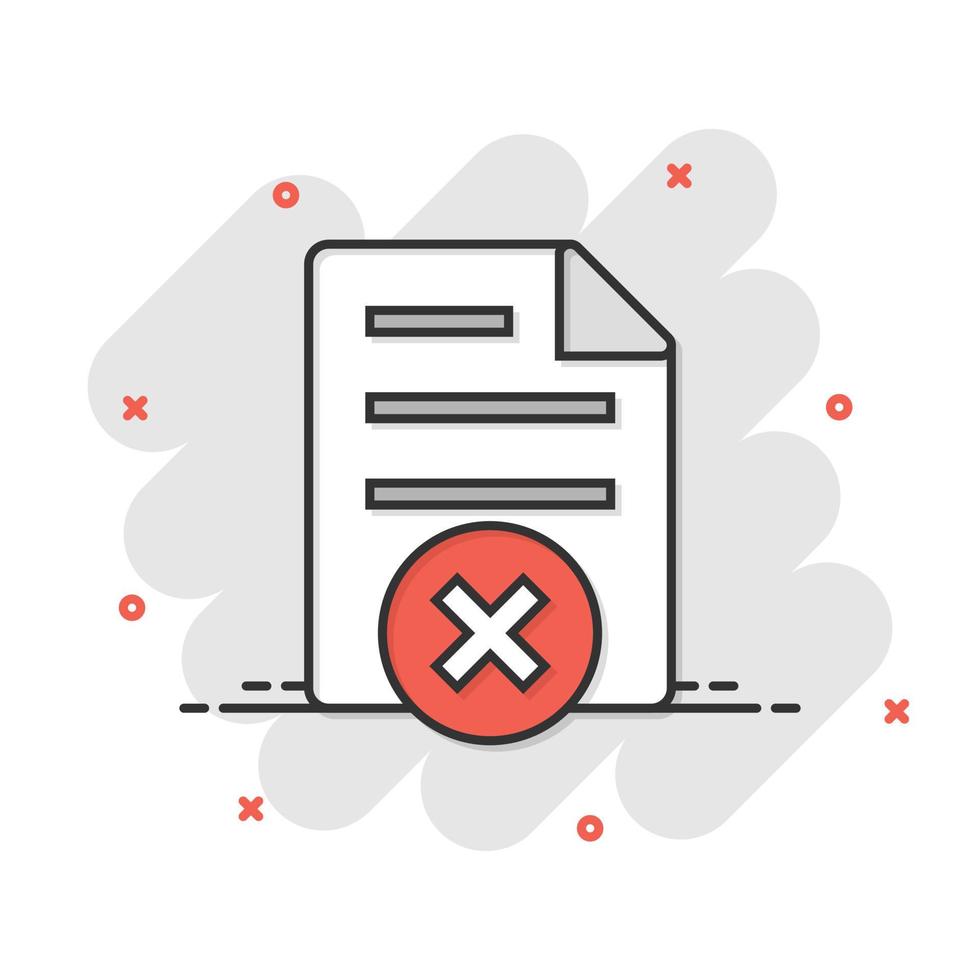 Icono De Error De Documento En Estilo Cómico Ilustración De Vector De Dibujos Animados De