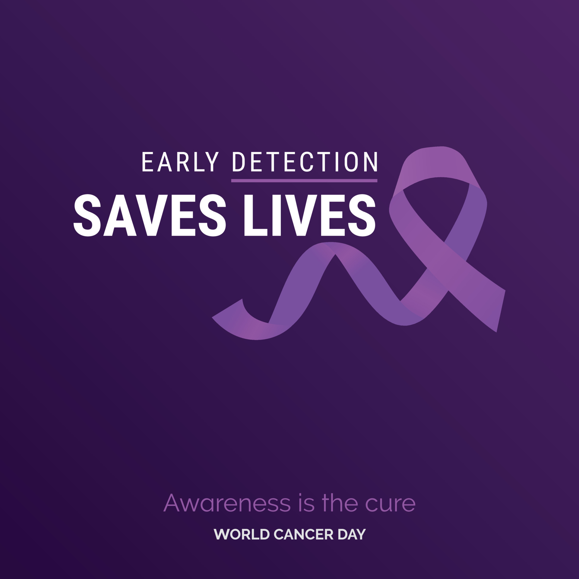Early Detection Saves Lives Ribbon Typography Awareness Is The Cure