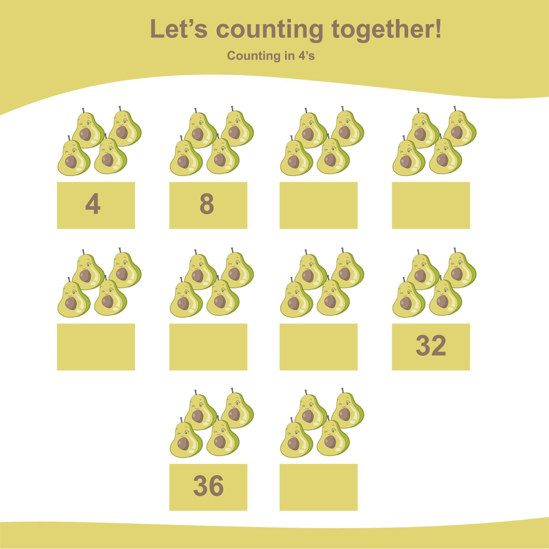 Mathematic counting worksheet. Math activity, count and write the missing numbers, math ...