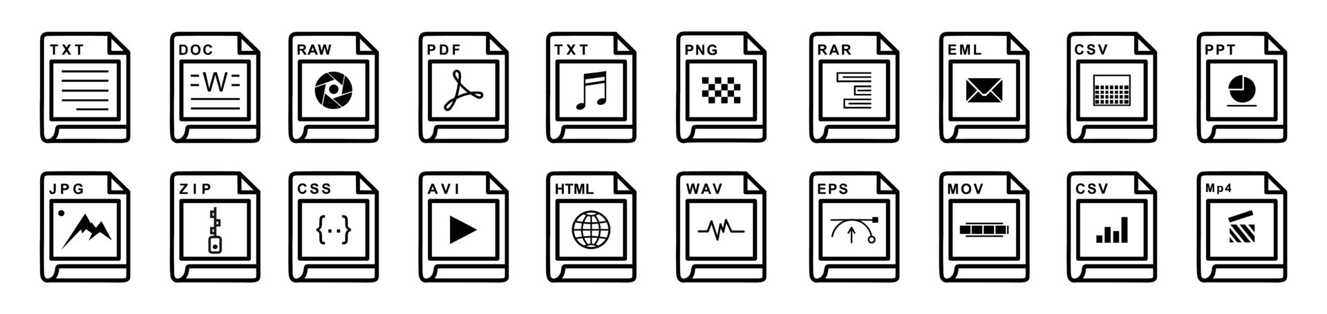 Big Collection of vector icons, file extensions diverse icons set - A ... Big Collection of vector icons, file extensions diverse icons set - A ...