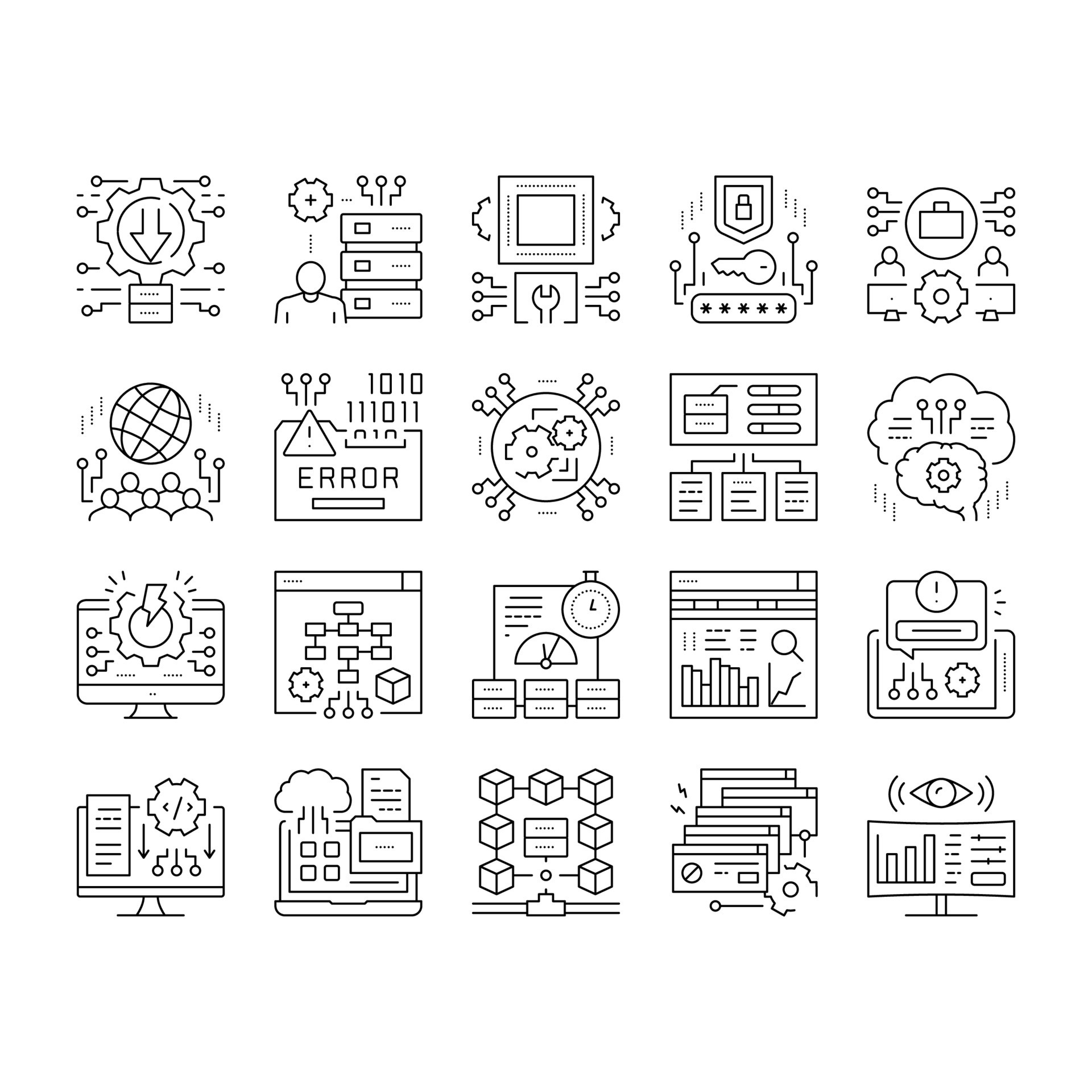 System Work Process Collection Icons Set Vector 18992277 Vector Art At