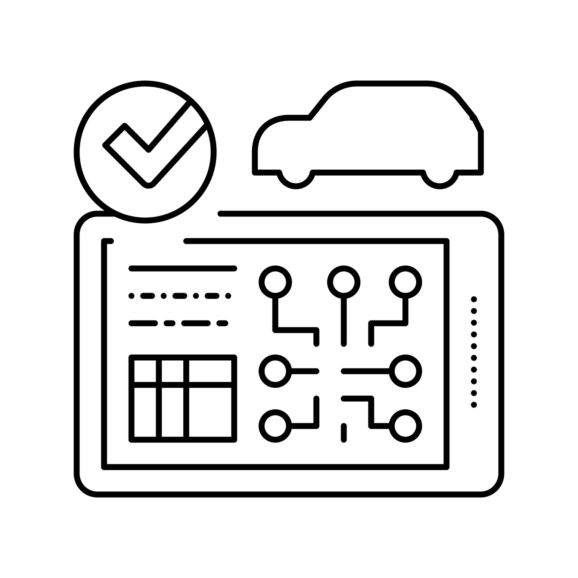 testing computer electronic system car line icon vector illustration ...