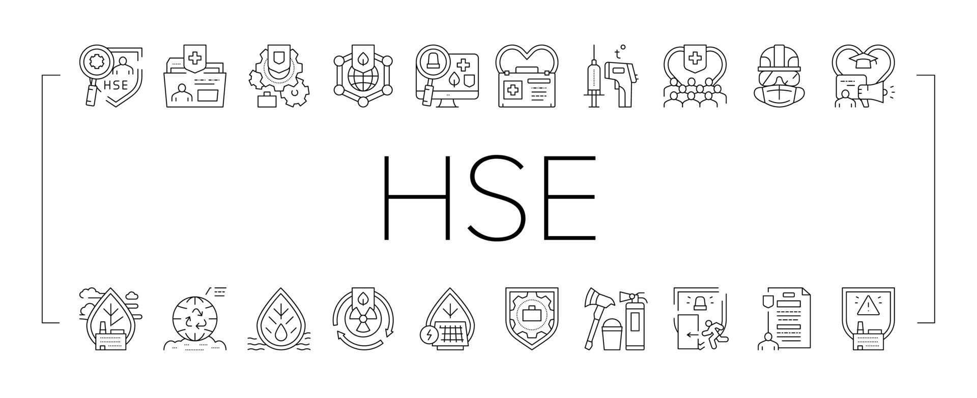 Health Safety Environment Hse Icons Set Vector 18993143 Vector Art At