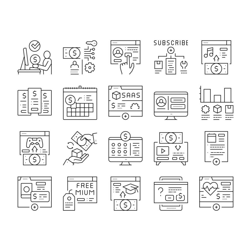Subscription Content Collection Icons Set Vector 18994034 Vector Art at ...