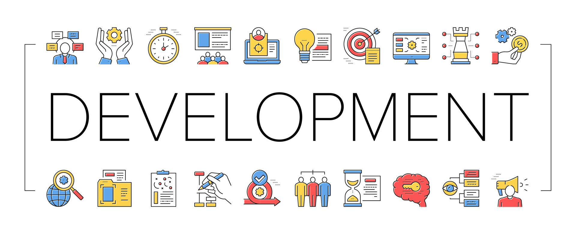 Project Development Collection Icons Set Vector 18994337 Vector Art at ...