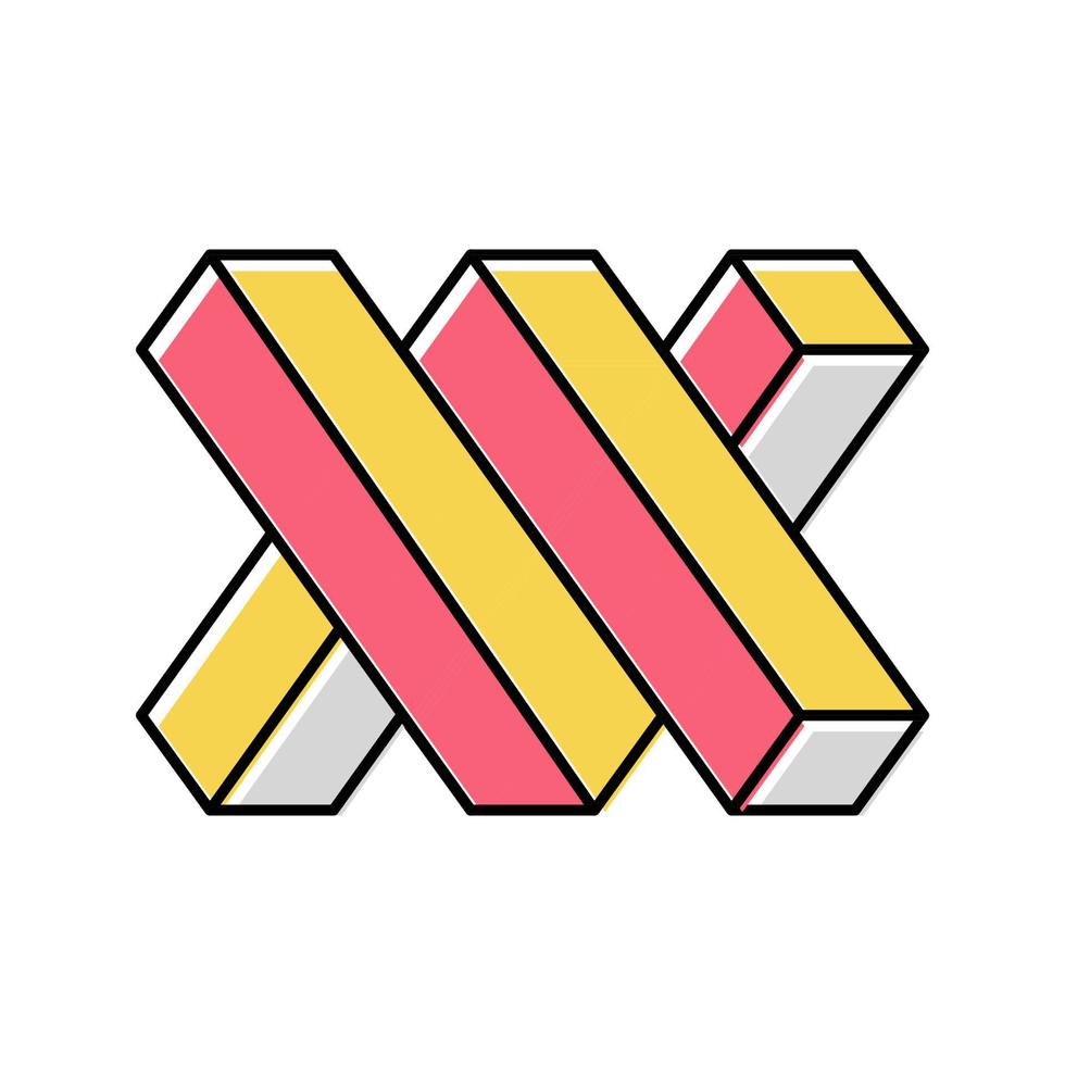Penrose Impossible Geometric Shape Color Icon Vector Illustration