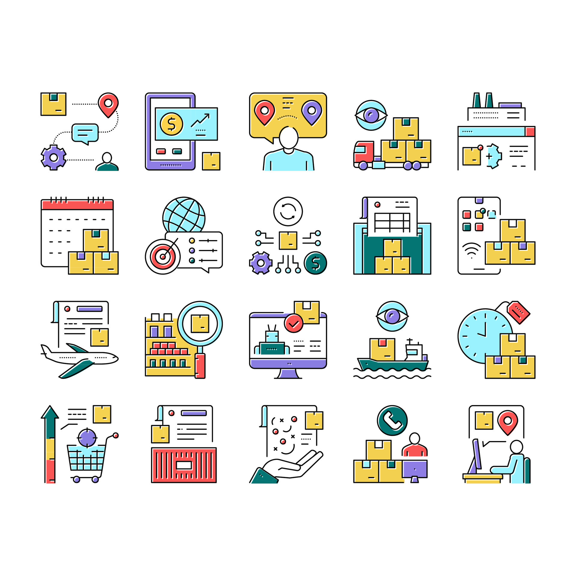 Supply Chain Management System Icons Set Vector 18994819 Vector Art at ... Supply Chain Management System Icons Set Vector 18994819 Vector Art at ...