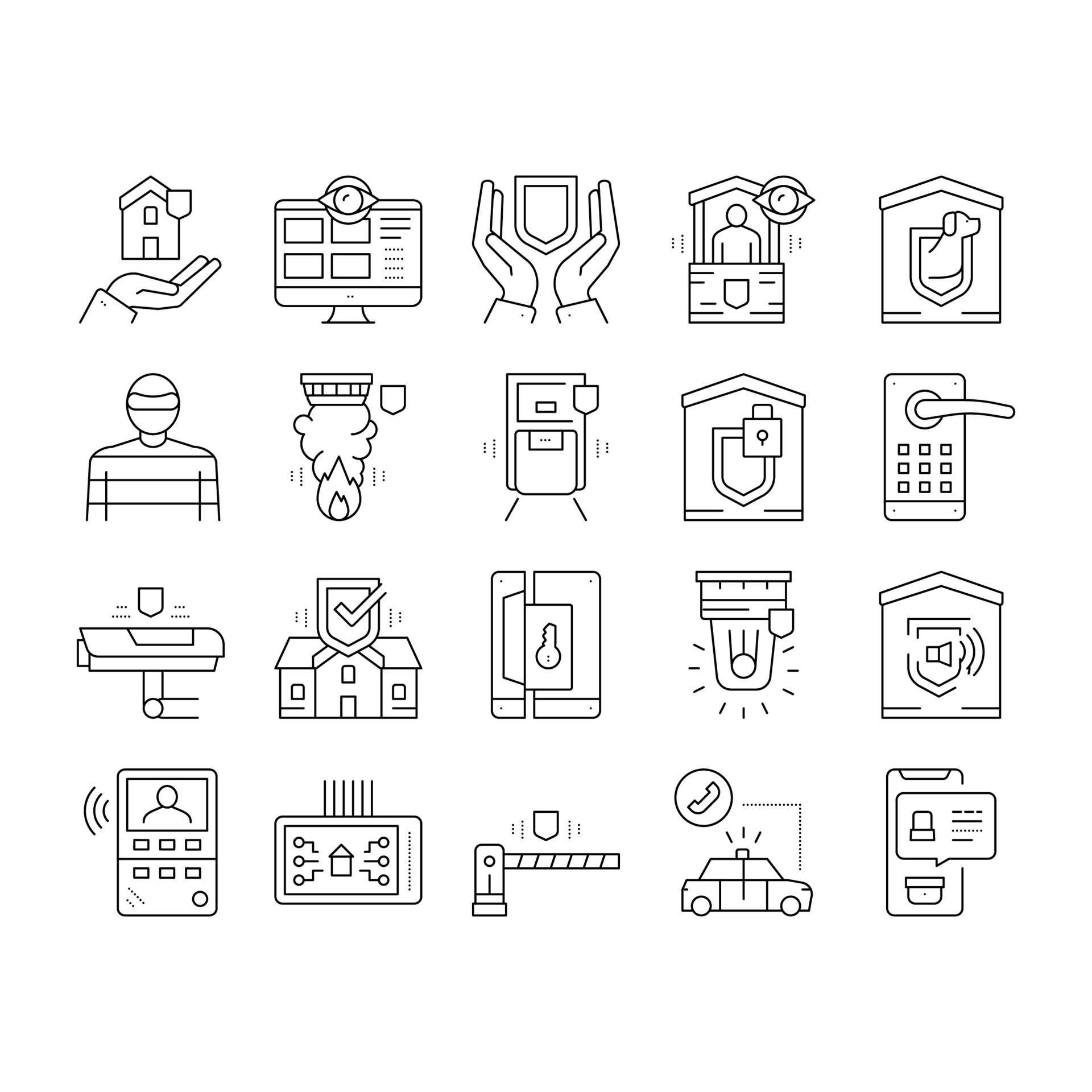 Home Security Device Collection Icons Set Vector 18994950 Vector Art At