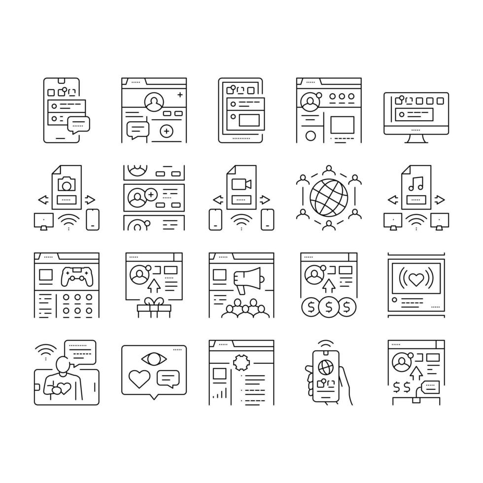 Internet Social Media Collection Icons Set Vector 18994961 Vector Art