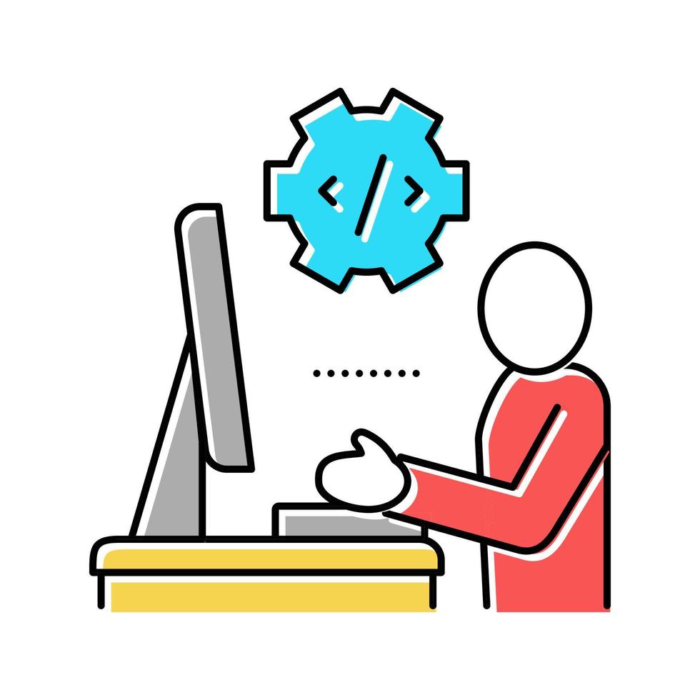 programmer coding and development color icon vector illustration ...