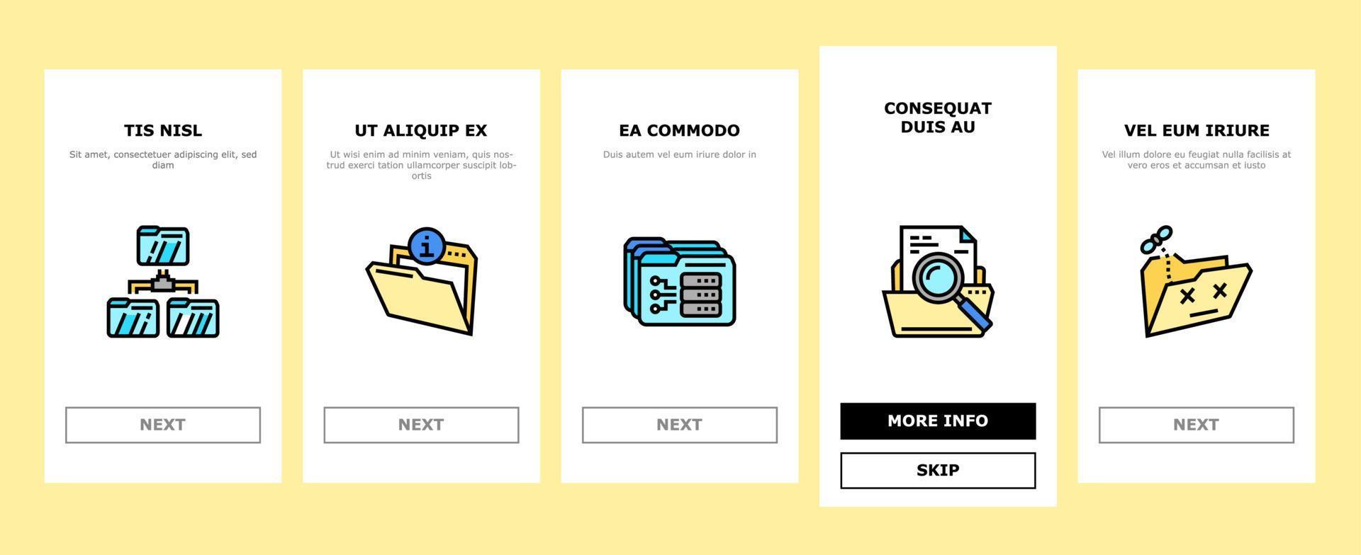 Folder Paper Business File Empty Onboarding Icons Set Vector 18995737