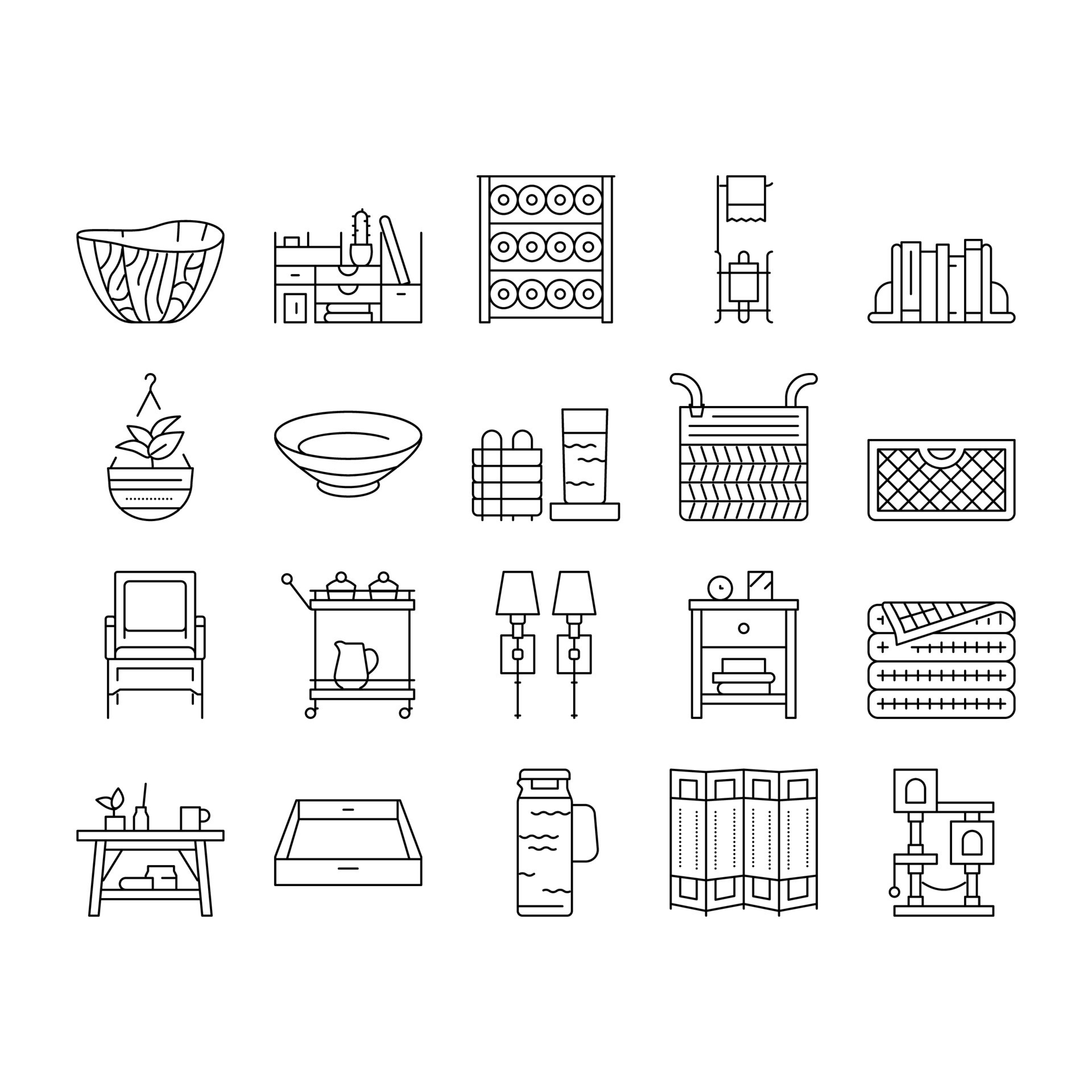 Home Decoration And Furniture Icons Set Vector 18995855 Vector Art At