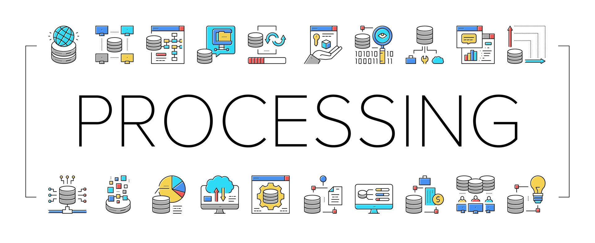 Digital Processing Collection Icons Set Vector Illustration 18999874