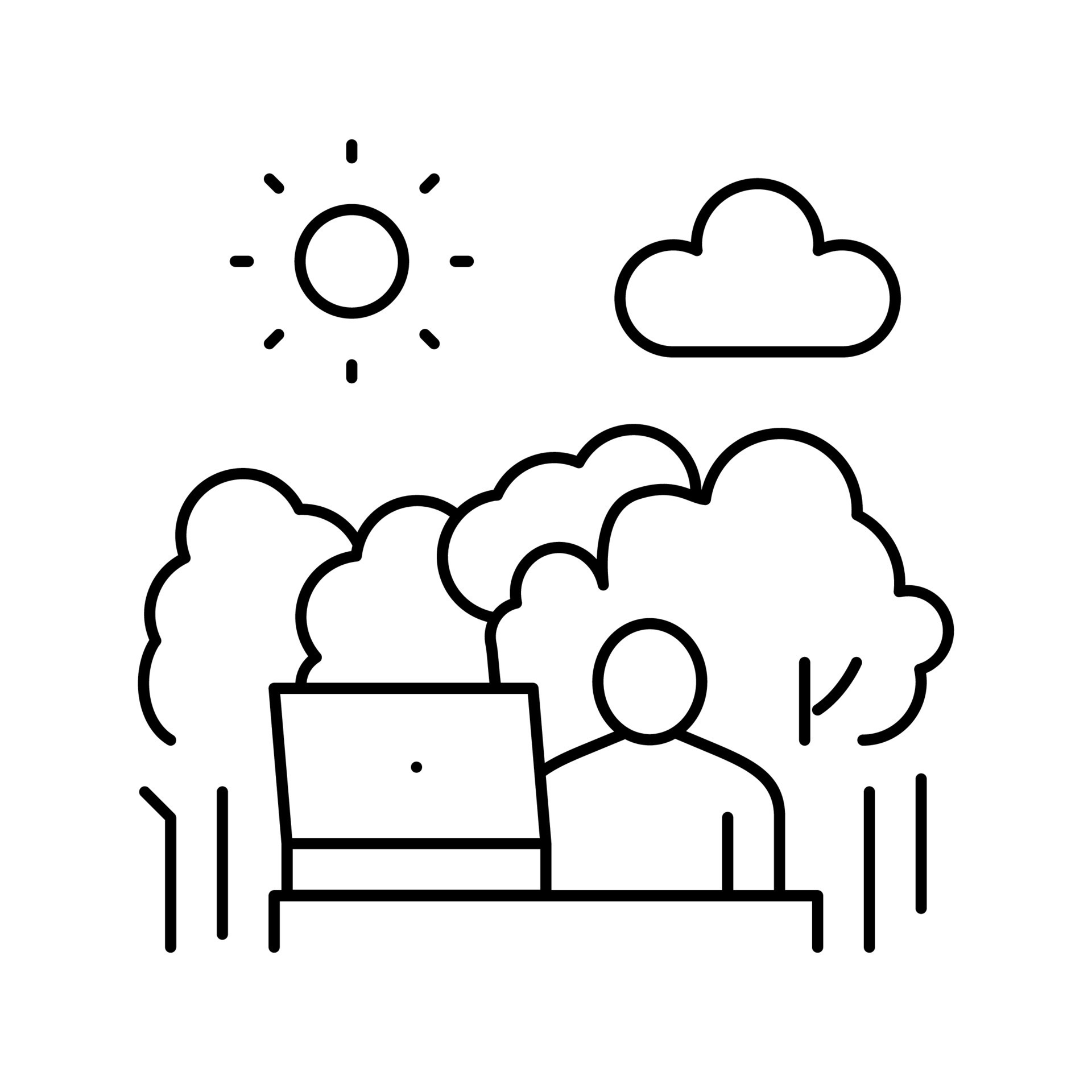 remote work on nature line icon vector illustration 19002409 Vector Art ...