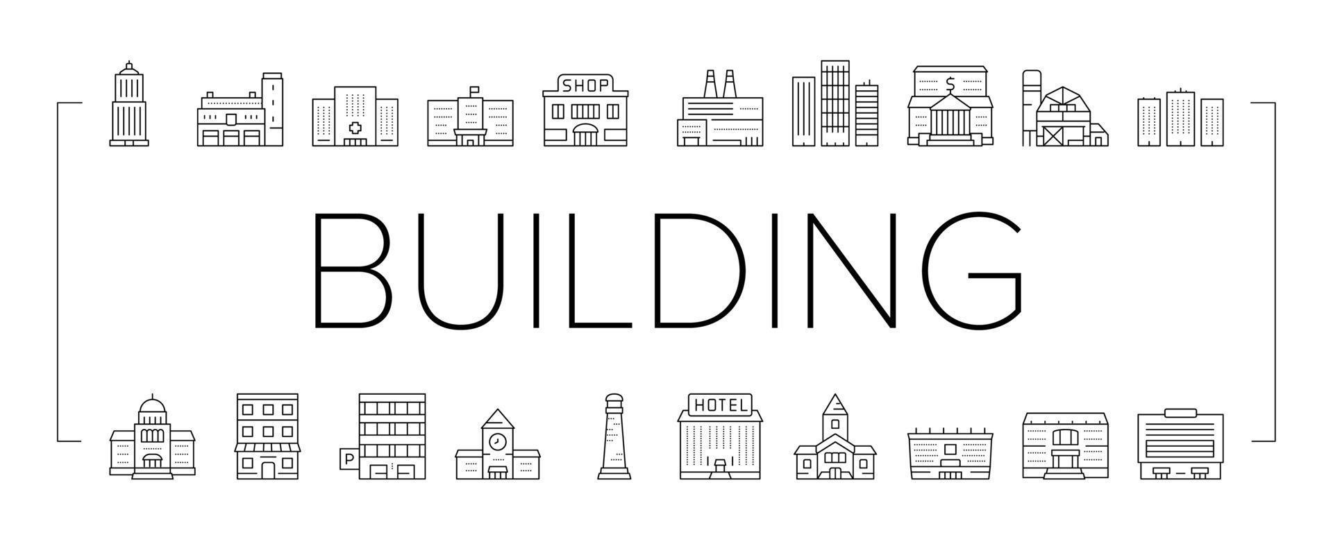 Building Architecture Collection Icons Set Vector 19003841 Vector Art At Vecteezy