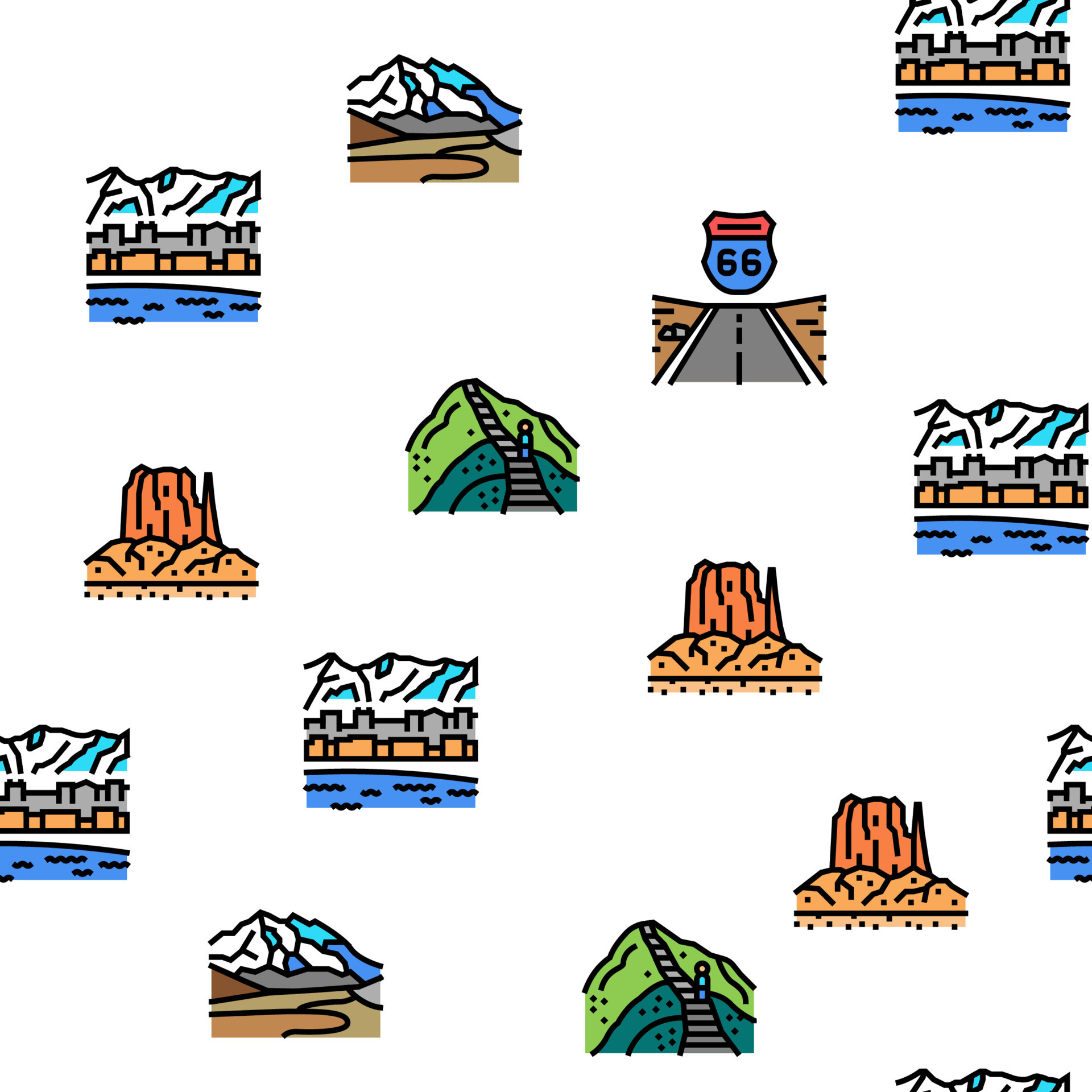 North America Famous Landscape vector seamless pattern 19005141 Vector ... North America Famous Landscape vector seamless pattern 19005141 Vector ...