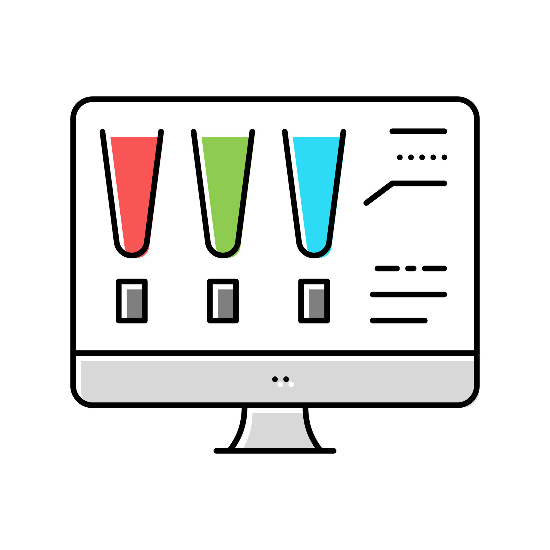 choose color lighting on computer screen color icon vector illus ...