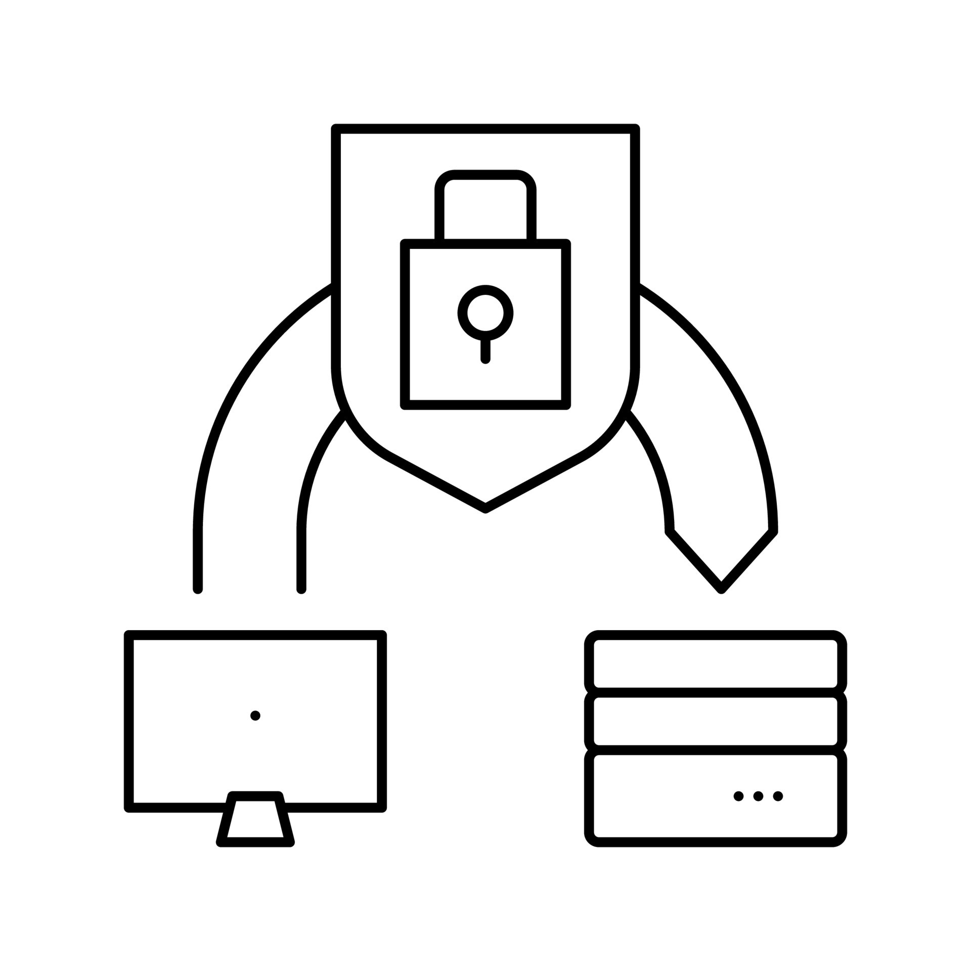 Protective File Transfer Line Icon Vector Illustration 19005421 Vector
