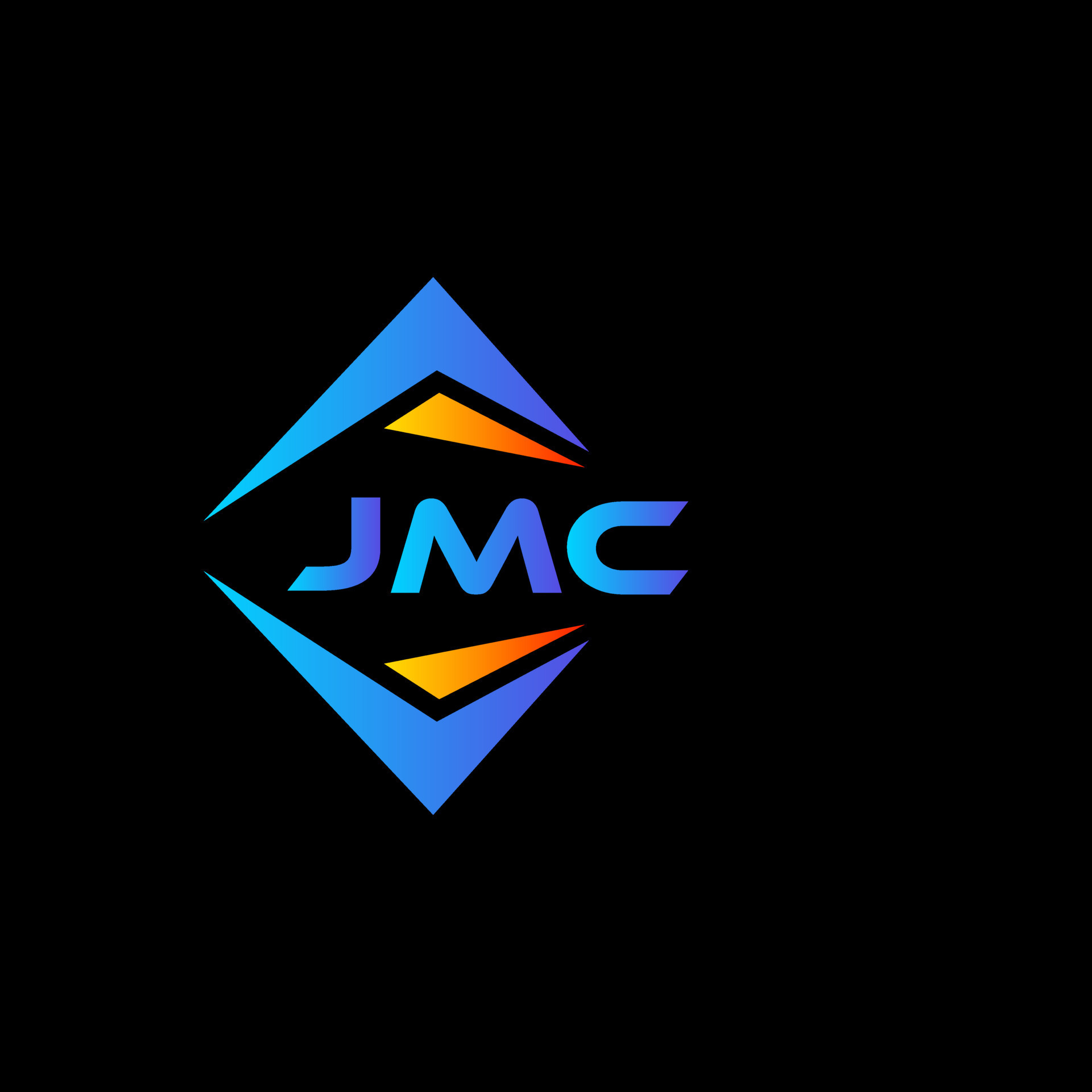 Diseño de logotipo de tecnología abstracta jmc sobre fondo negro. concepto de logotipo de letra ...