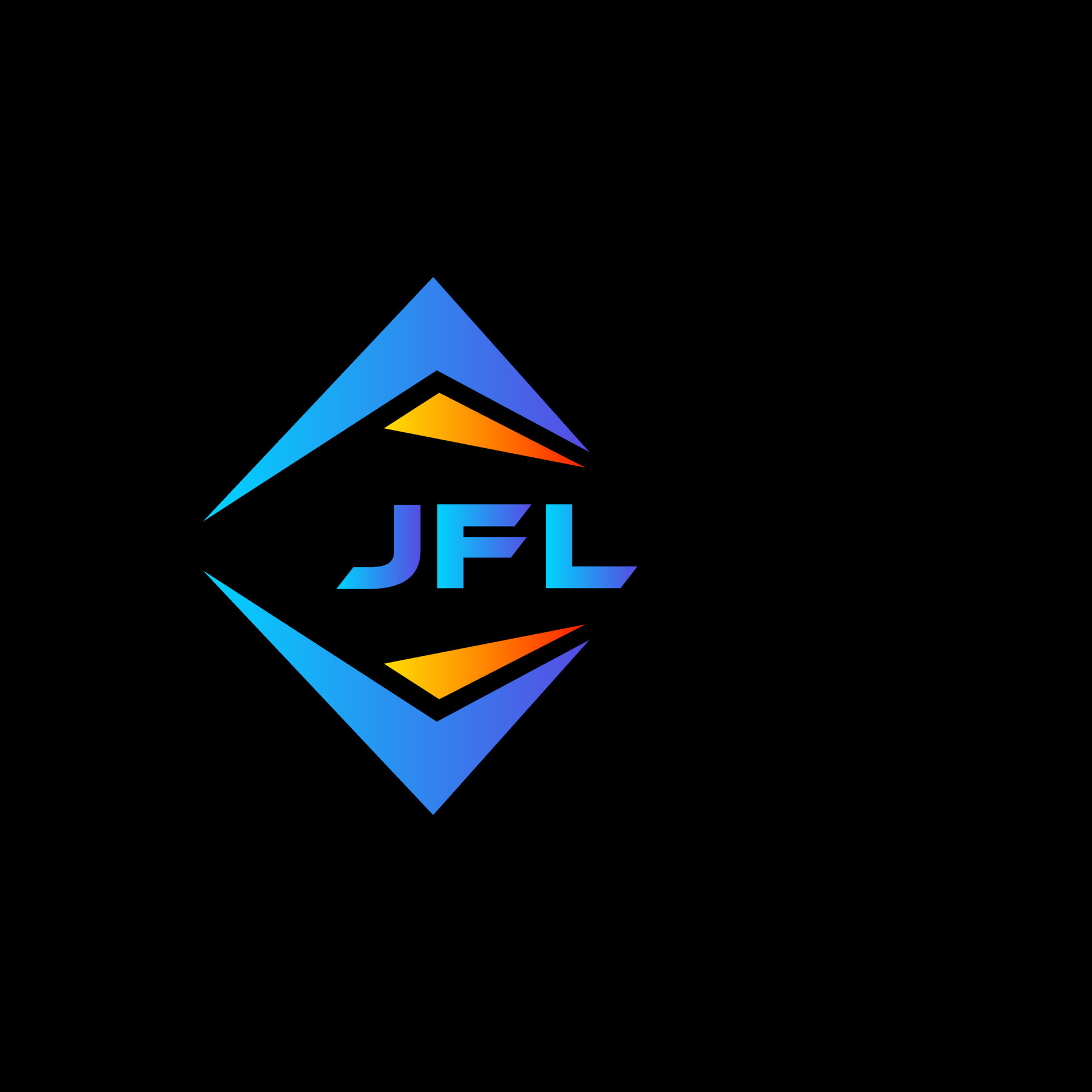 jfl diseño de logotipo de tecnología abstracta sobre fondo negro. concepto de logotipo de letra ...