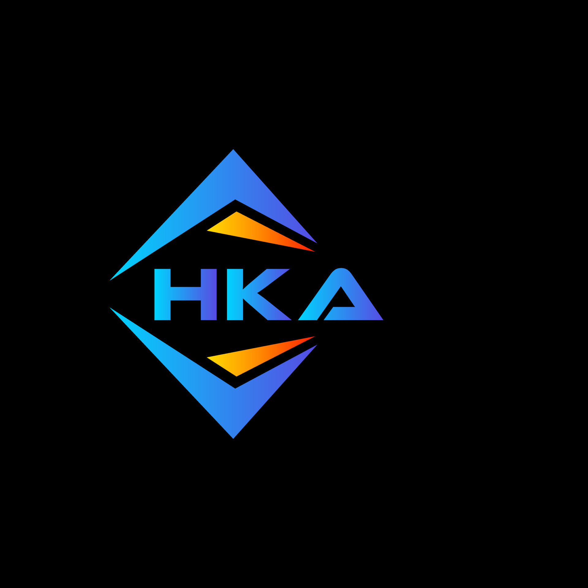 hka diseño de logotipo de tecnología abstracta sobre fondo negro. concepto de logotipo de letra ...
